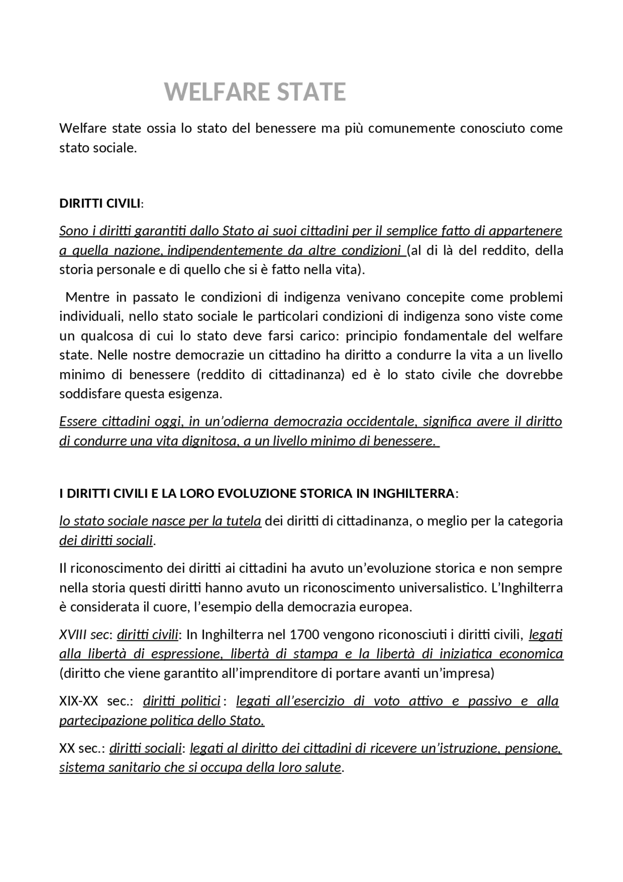 Welfare State Lo Stato Sociale Dispense Di Scienze Umane Docsity