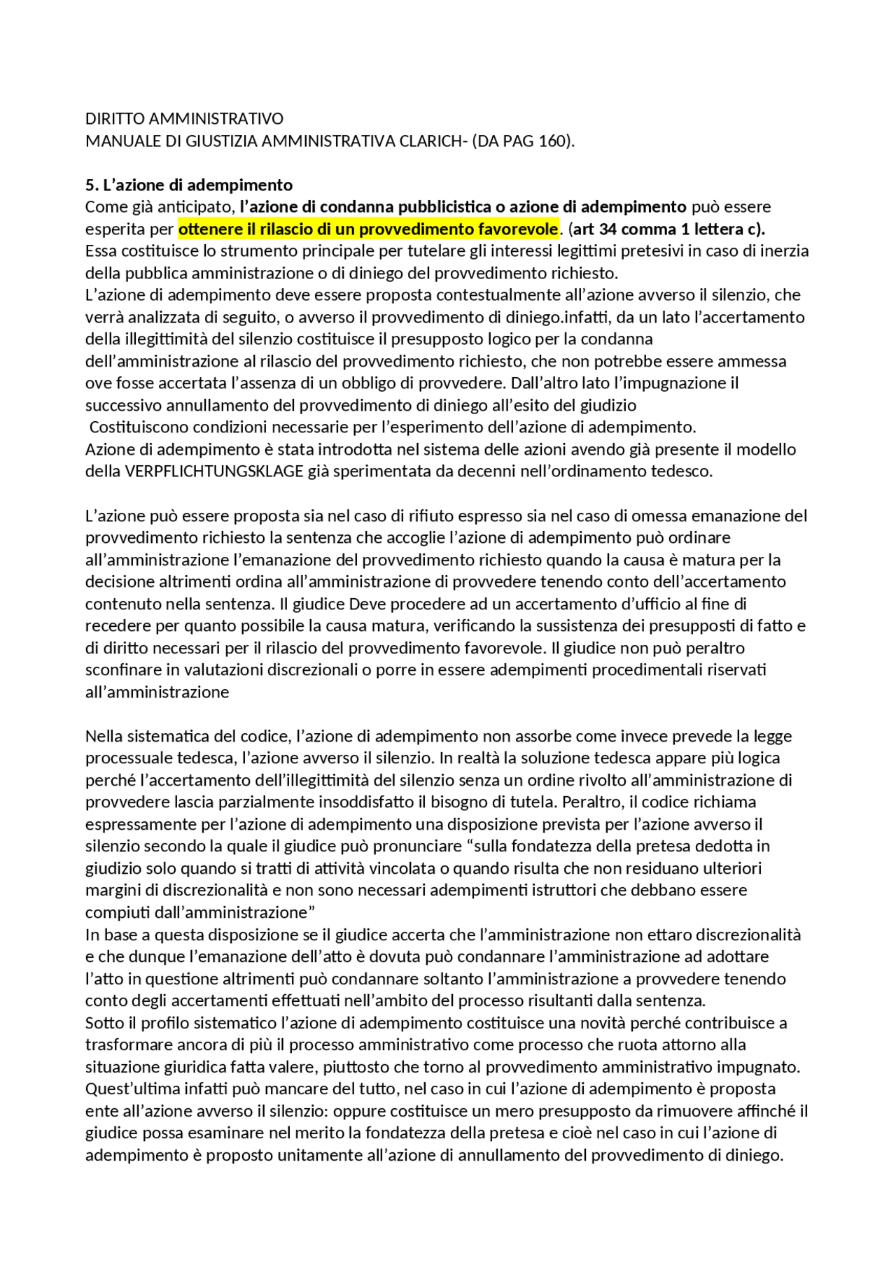 Le Azioni Cap 3 Clarich Docsity