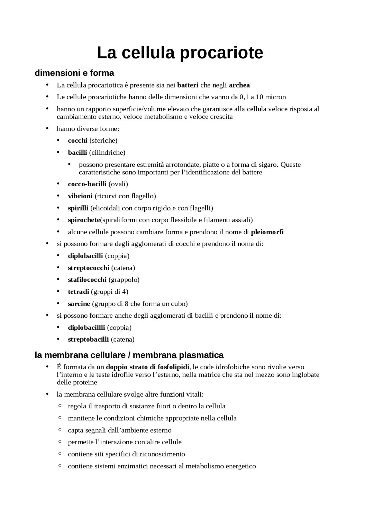 Appunti Sulla Cellula Procariote Docsity