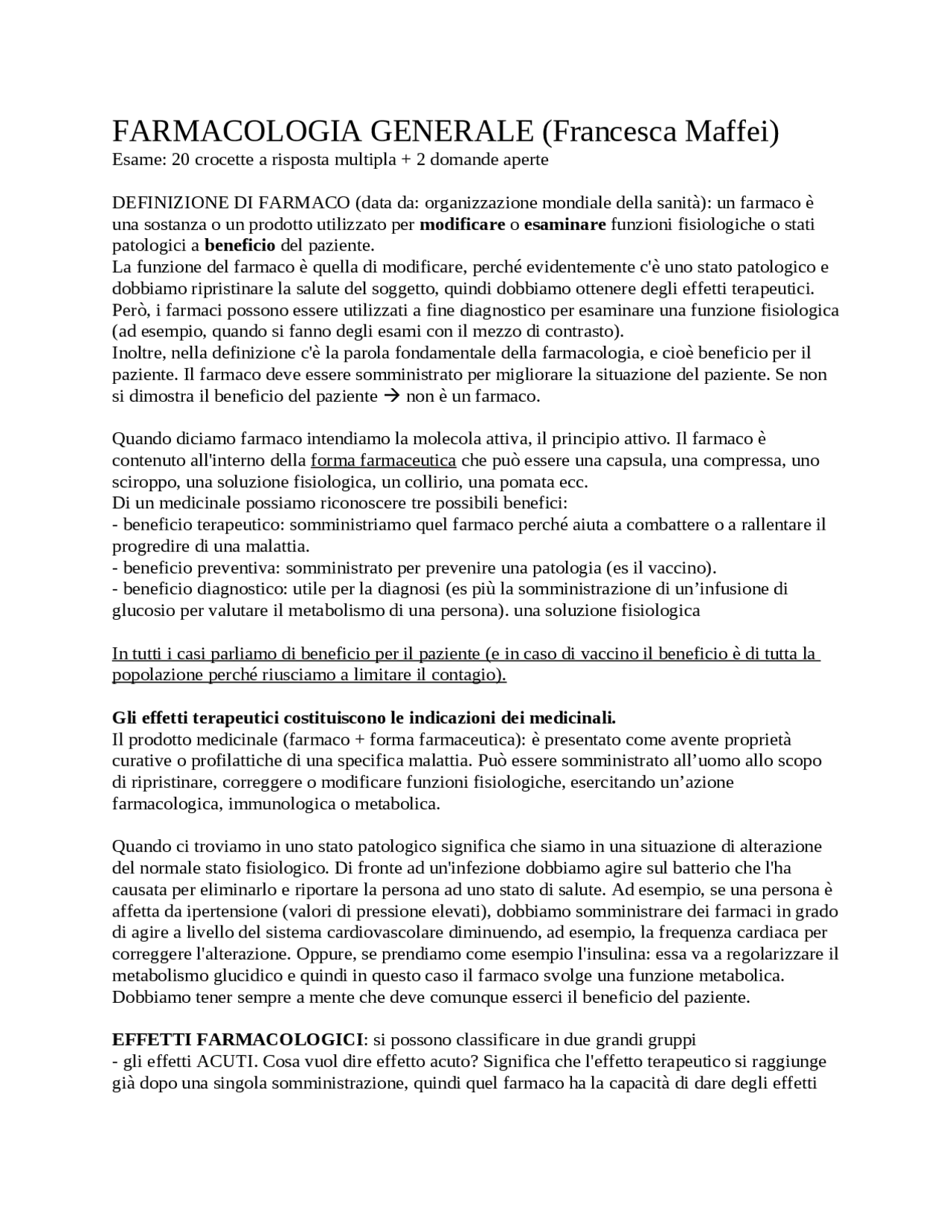 Farmacologia Generale Docsity