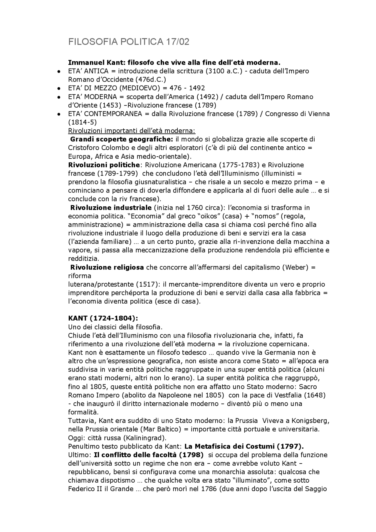 Sintesi Metafisica Dei Costumi Di Kant Docsity