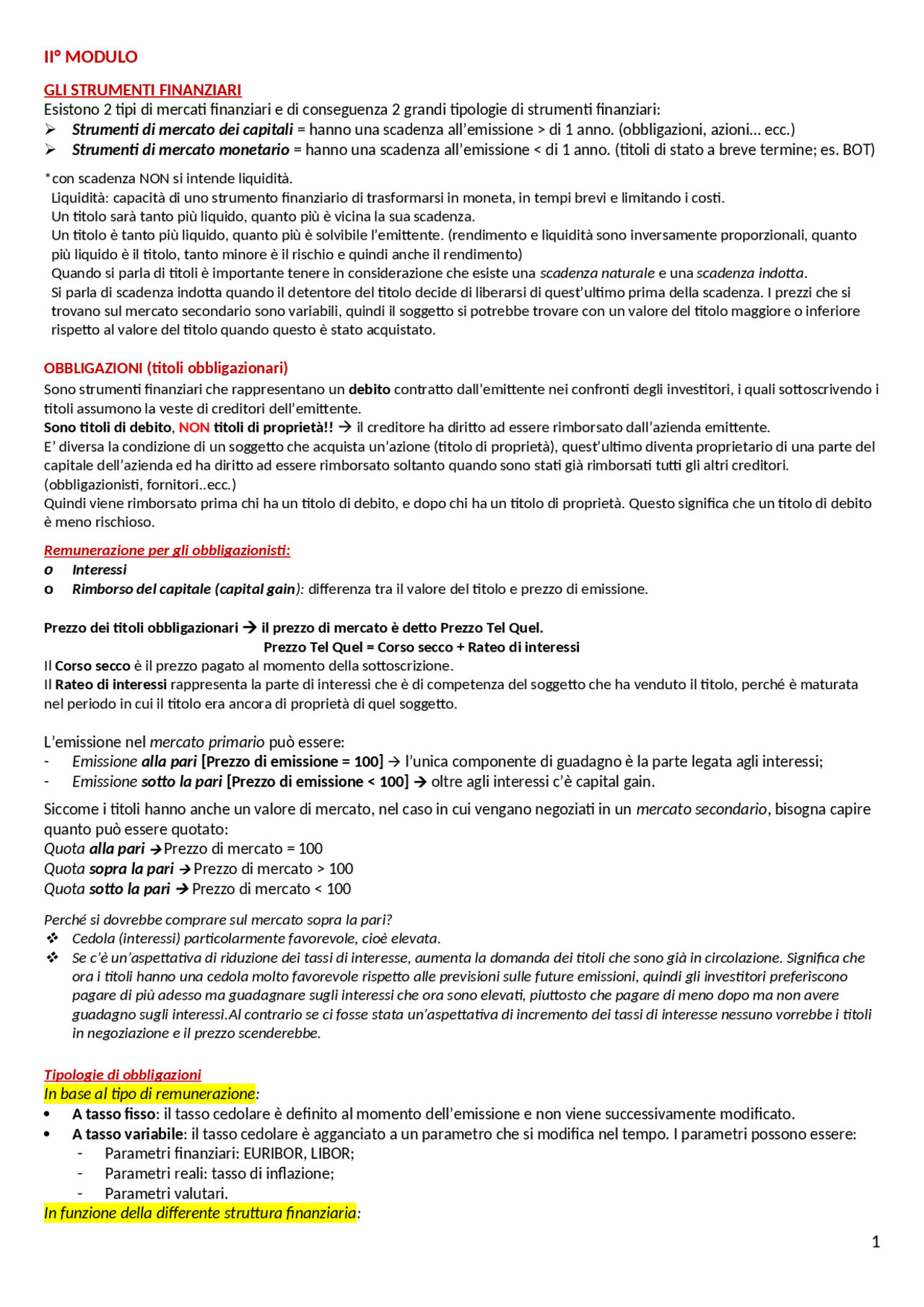 Ii Modulo Di Intermediari Finanziari Docsity