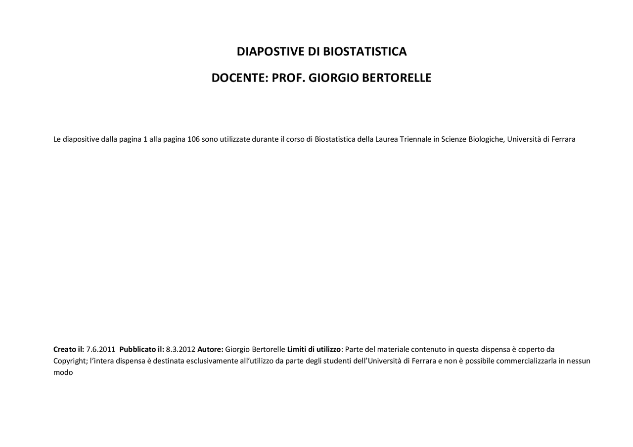 Diapostive Di Biostatistica Docsity