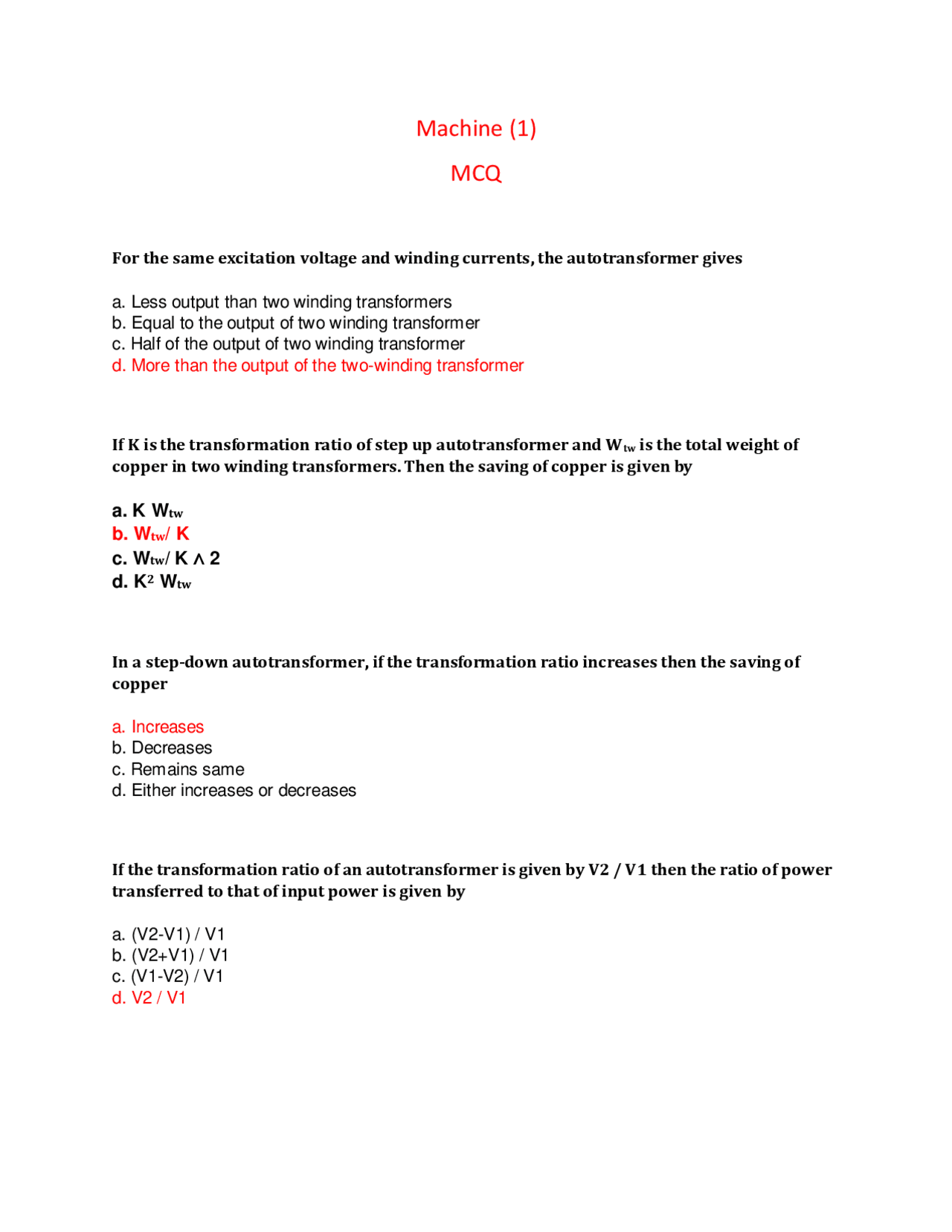 Exercises And Answers On Machine Design Course Docsity