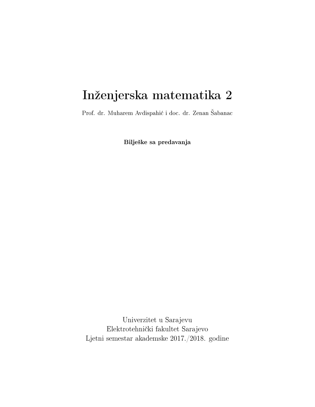Predavanje 1 Iz Inzenjerske Matematike 2 Beleške Predlog Matematika