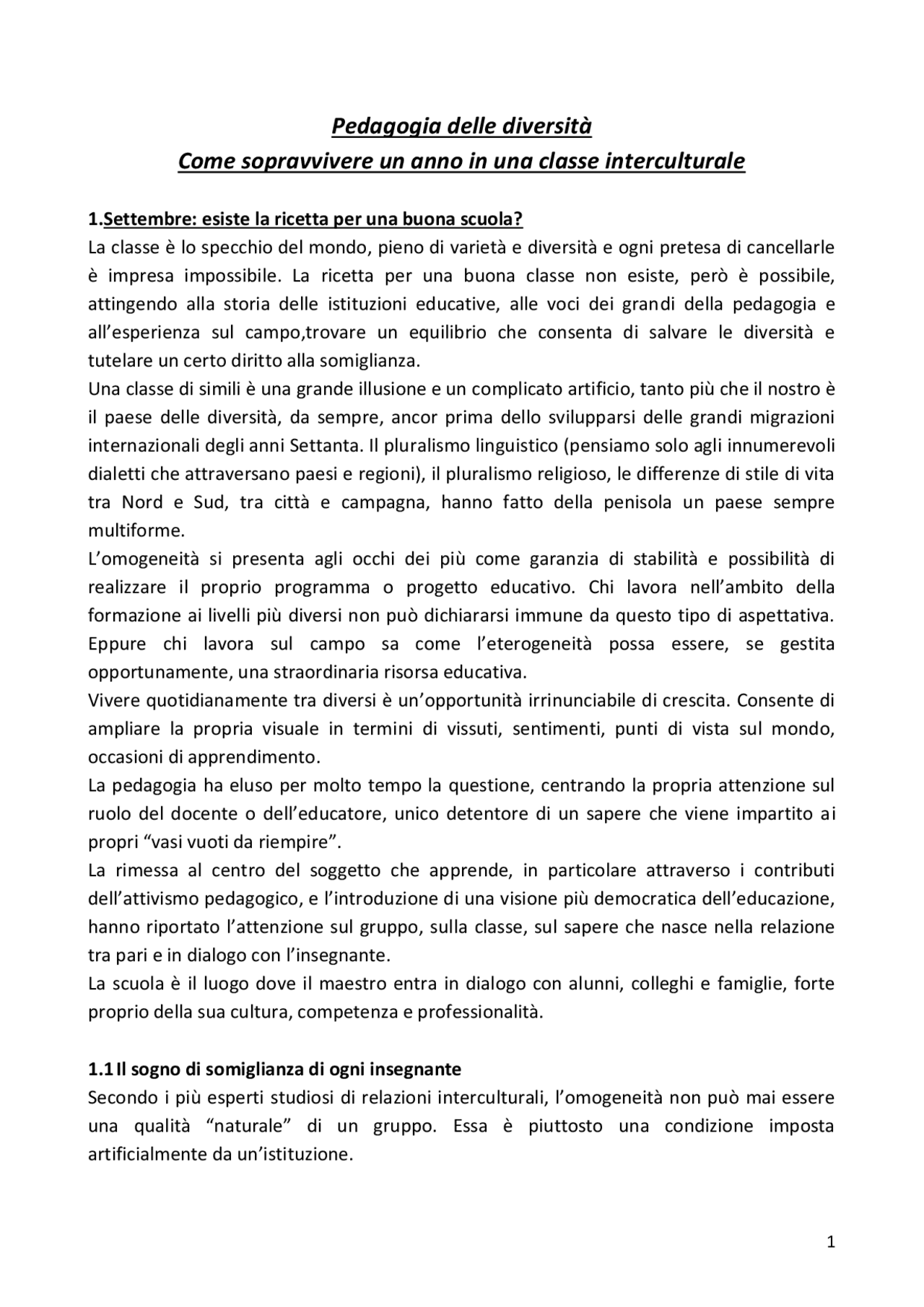 RIASSUNTO COMPLETO DI PEDAGOGIA DELLA DIVERSITA' di Anna Granata. Esame ...
