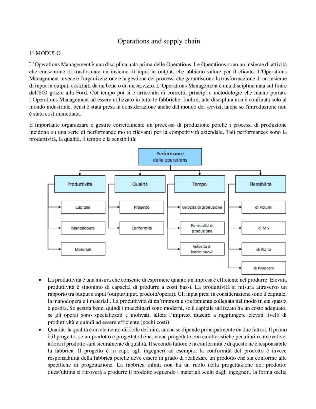 Appunti di Operations e supply chain | Appunti di Gestione Delle Operations | Docsity