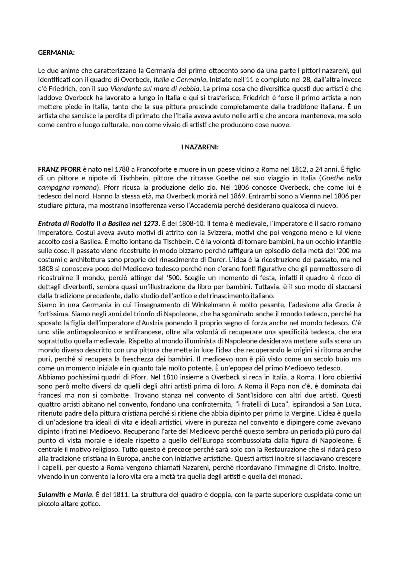 Nazareni appunti dipinti - Docsity
