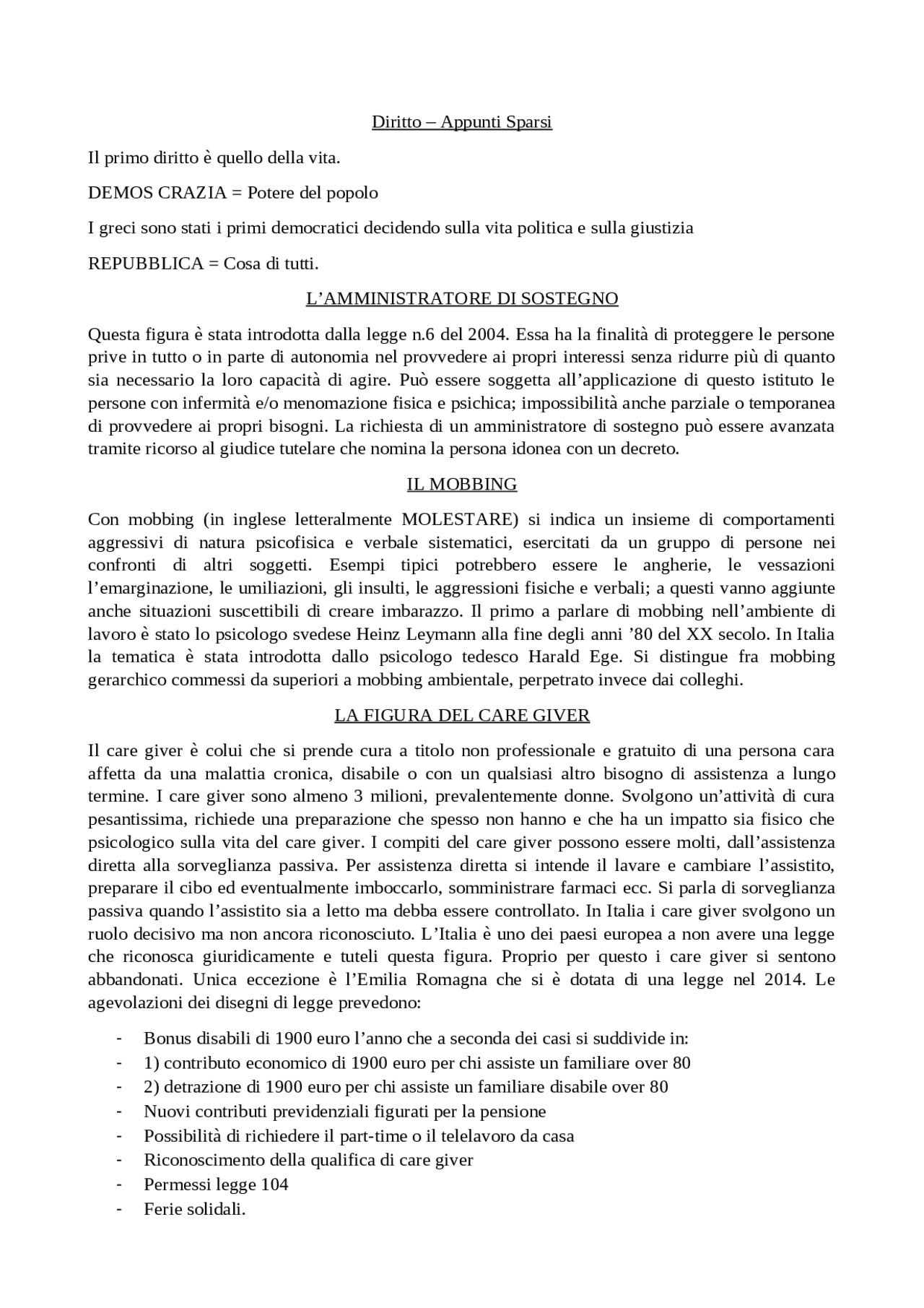 Diritto Diversi Appunti Per Il Socio Sanitario Docsity