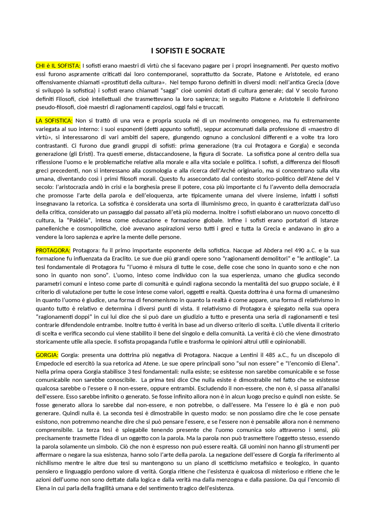 Filosofia Sofistica e Socrate - Docsity