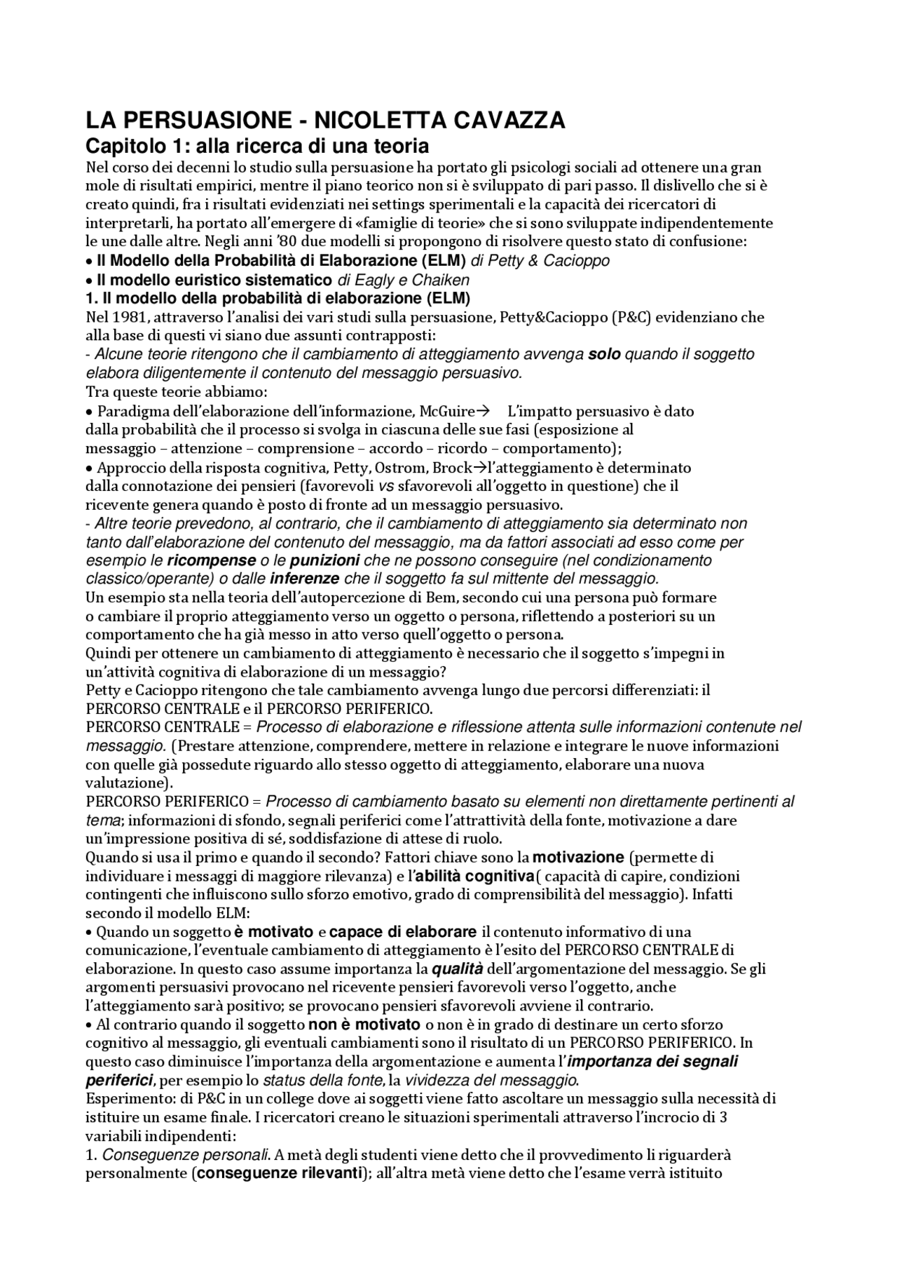 La Persuasione Riassunto Libro Ncavazza Docsity