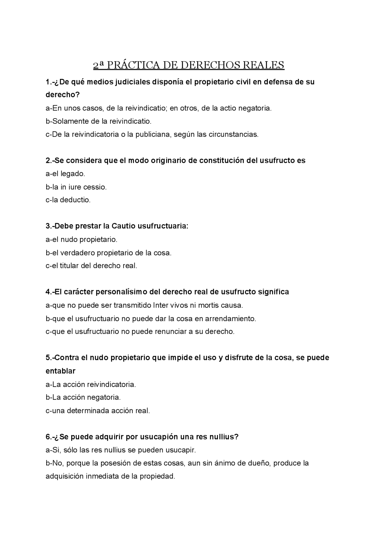 Derecho Romano Prácticas Derechos Reales Ejercicios De Derecho