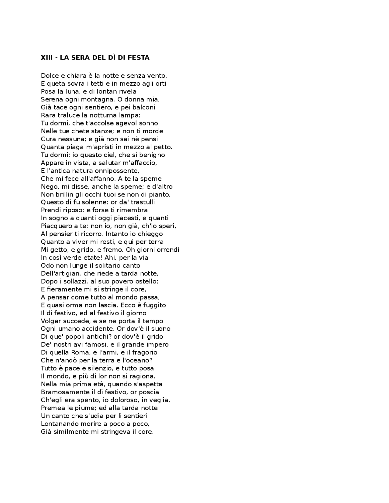 Analisi Di Alcune Poesie Di Leopardi Docsity