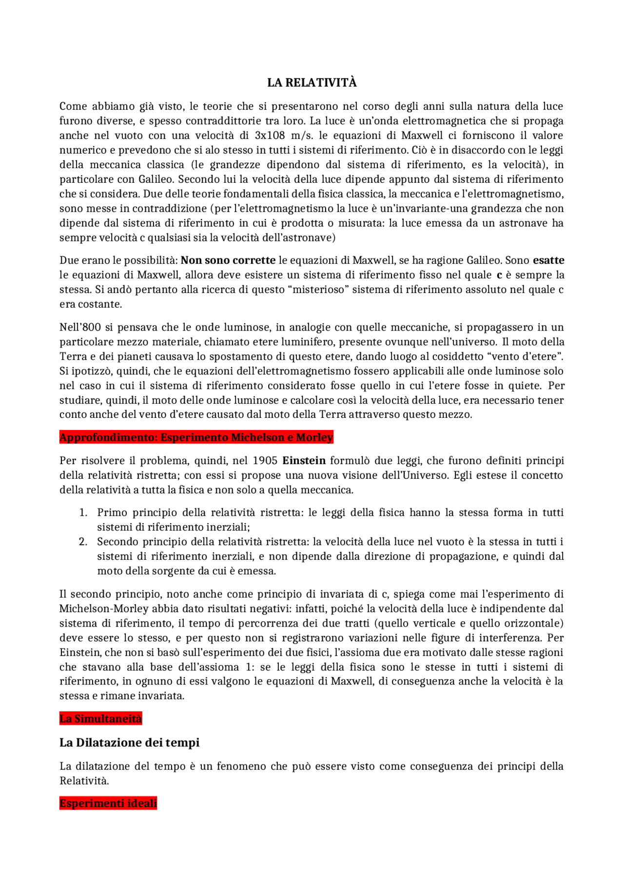 Relatività Di Einstein Docsity