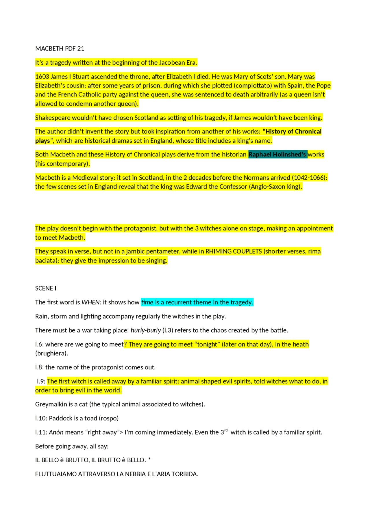 Tragedia Di Shakespeare Macbeth Docsity
