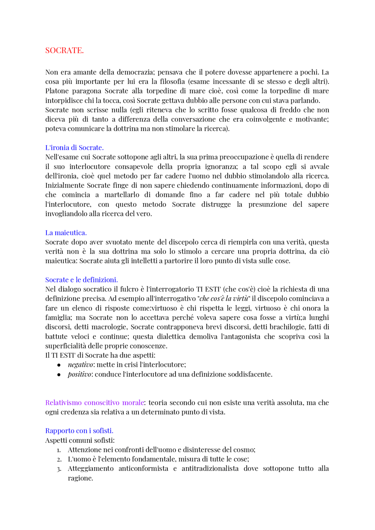 Socrate E Platone Riassunto Docsity