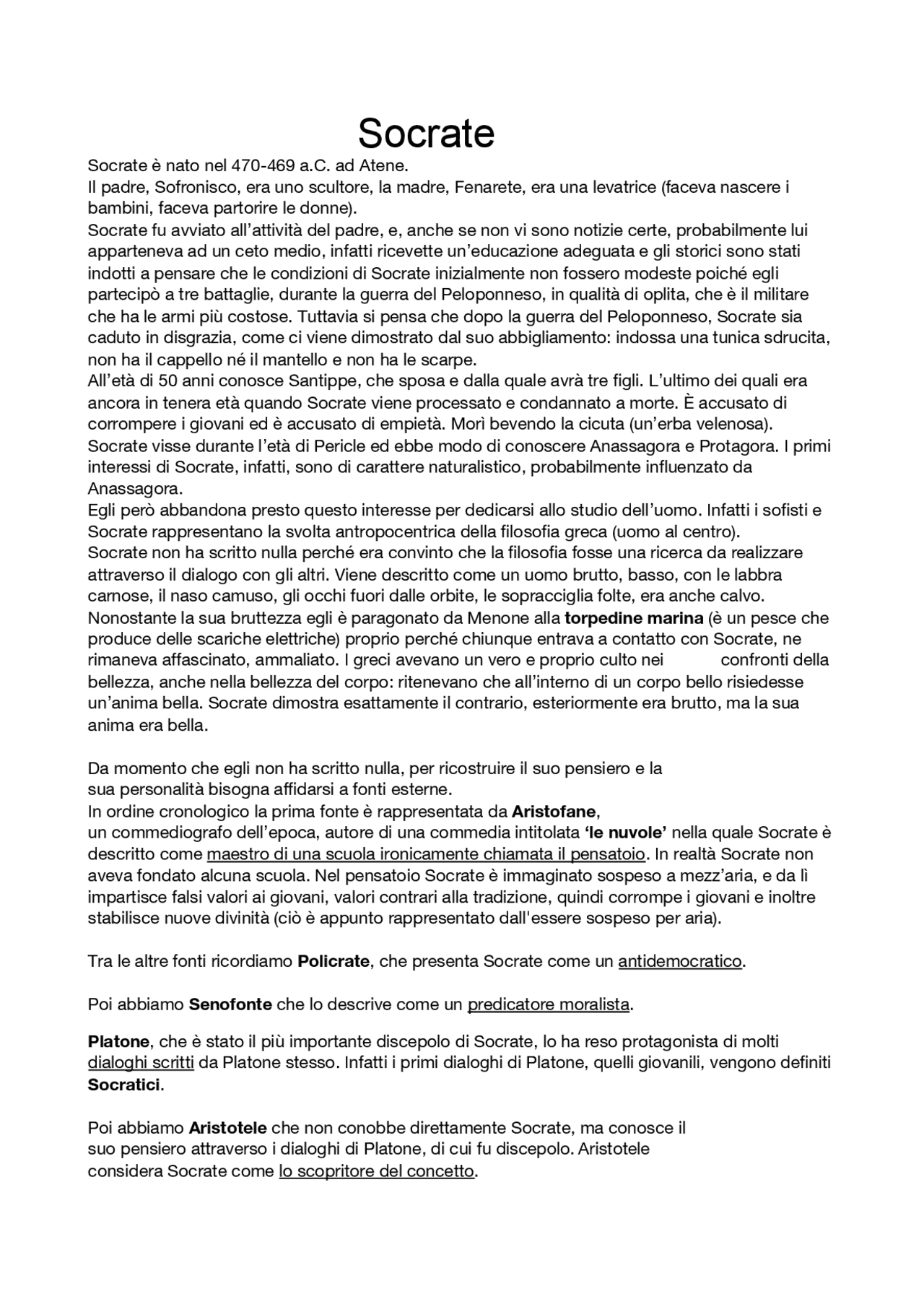 Il filosofo Socrate. - Docsity