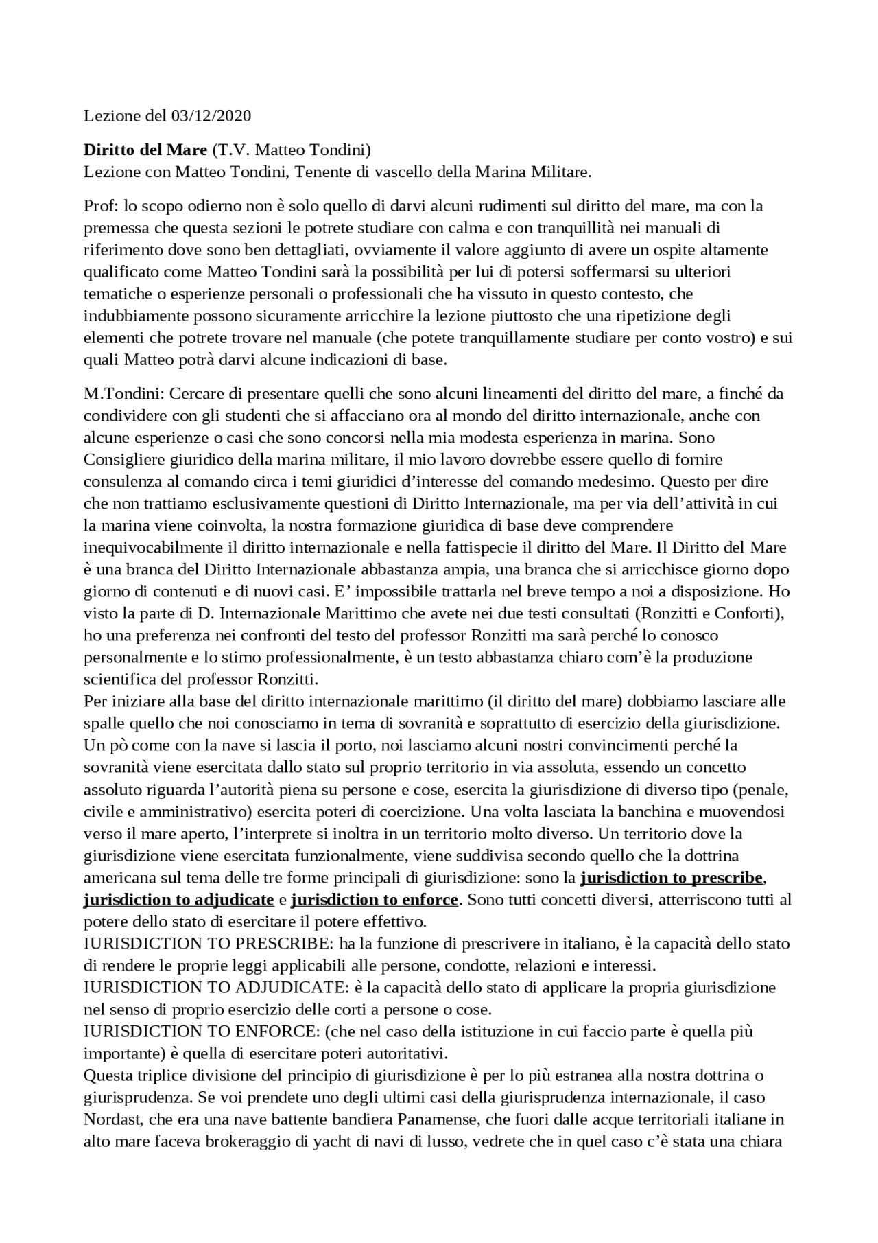 Diritto del mare internazionale - Docsity