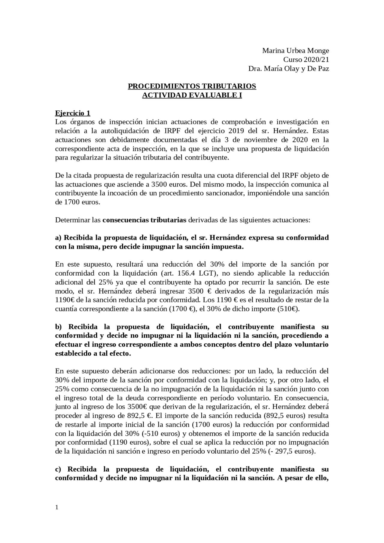 Práctica Procedimientos Tributarios Docsity