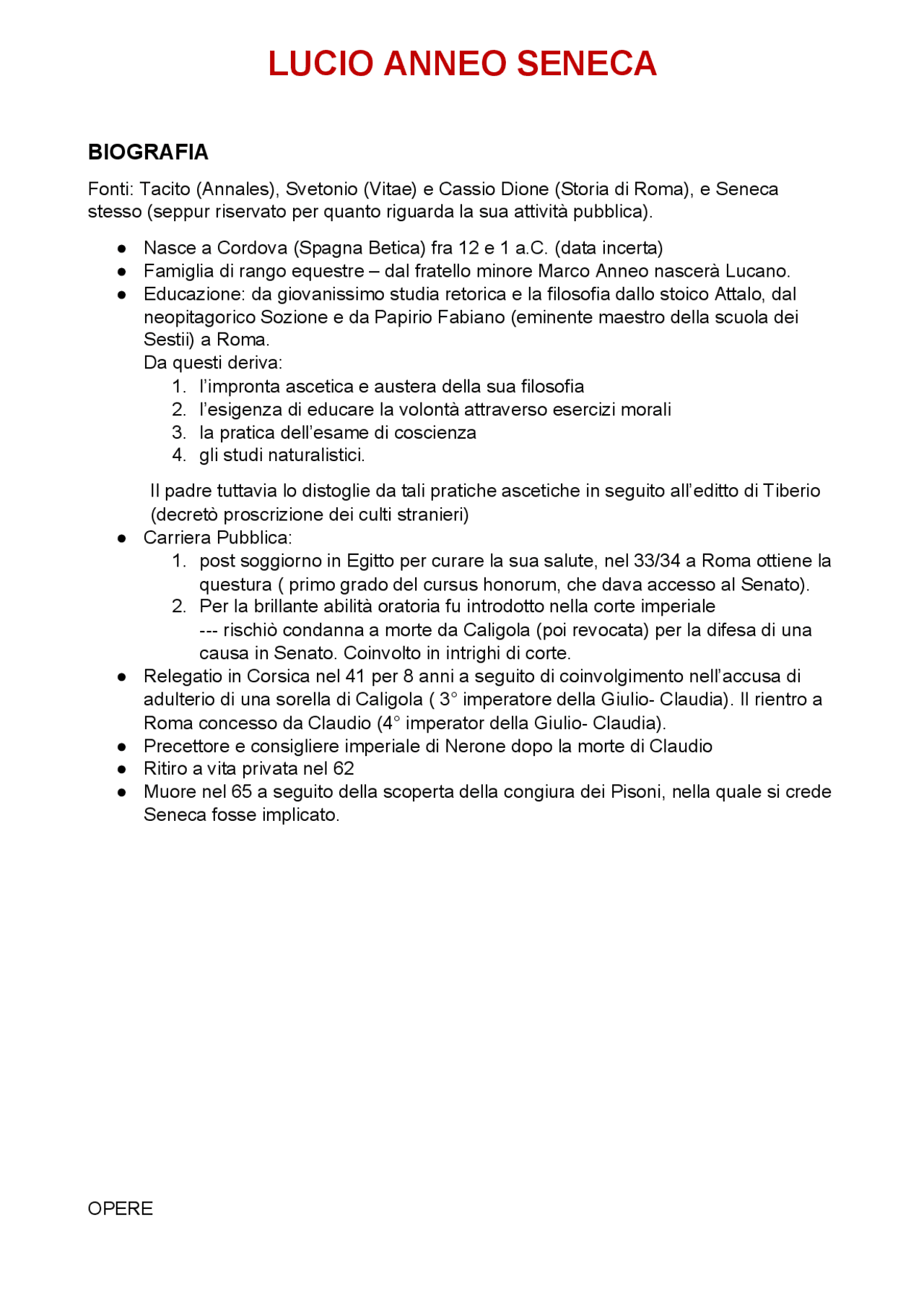 Seneca Vita E Opere Docsity
