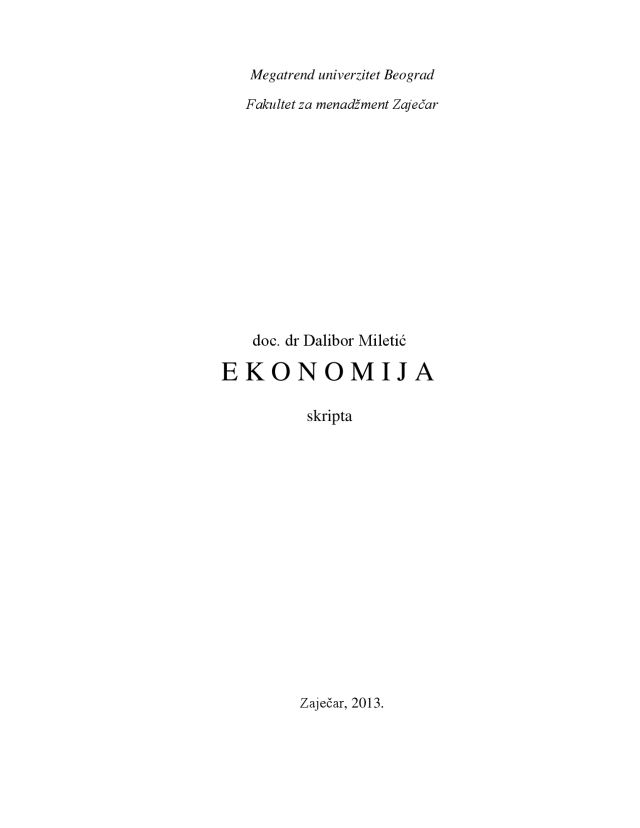 Ekonomija Finansije I Bankarstvo Skripte Predlog Ekonomija Docsity