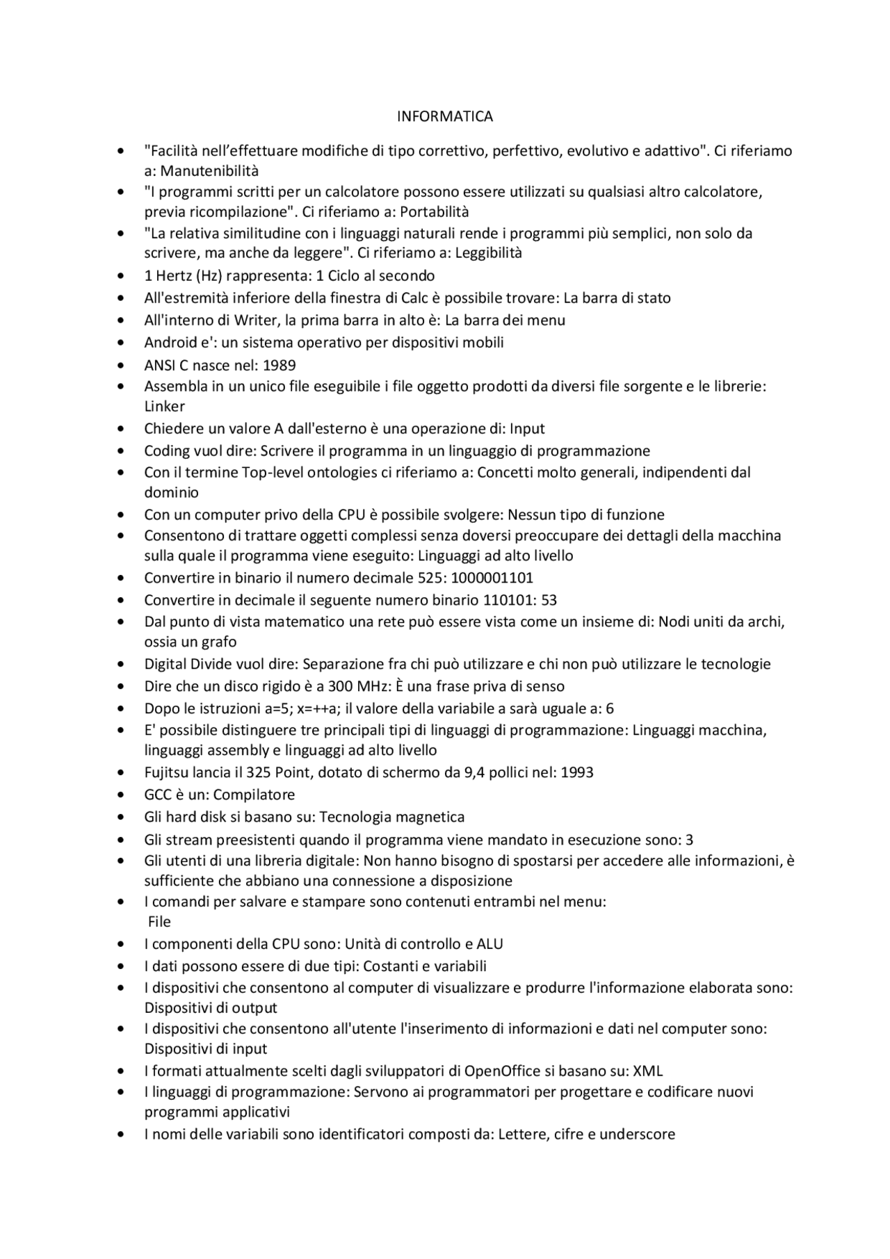 Prova Di Abilita Informatica Docsity