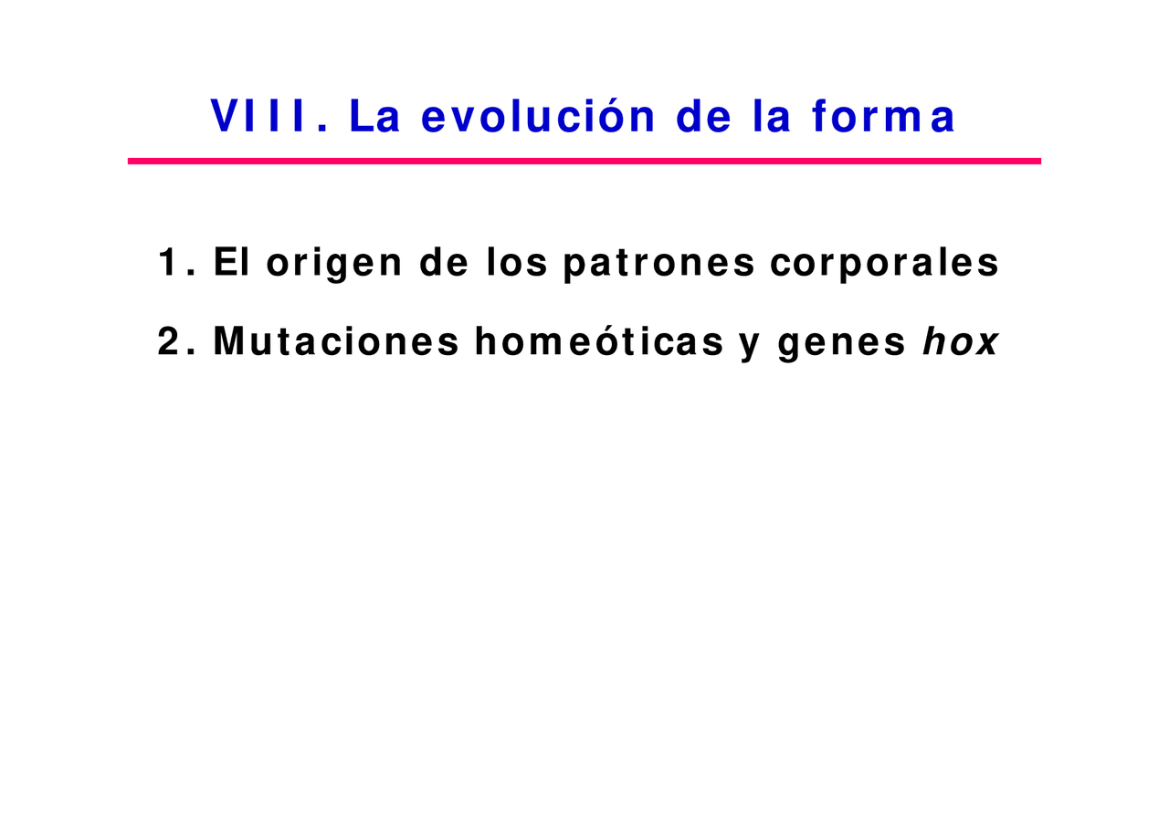 Tema 8 De Biología Evolutiva Docsity