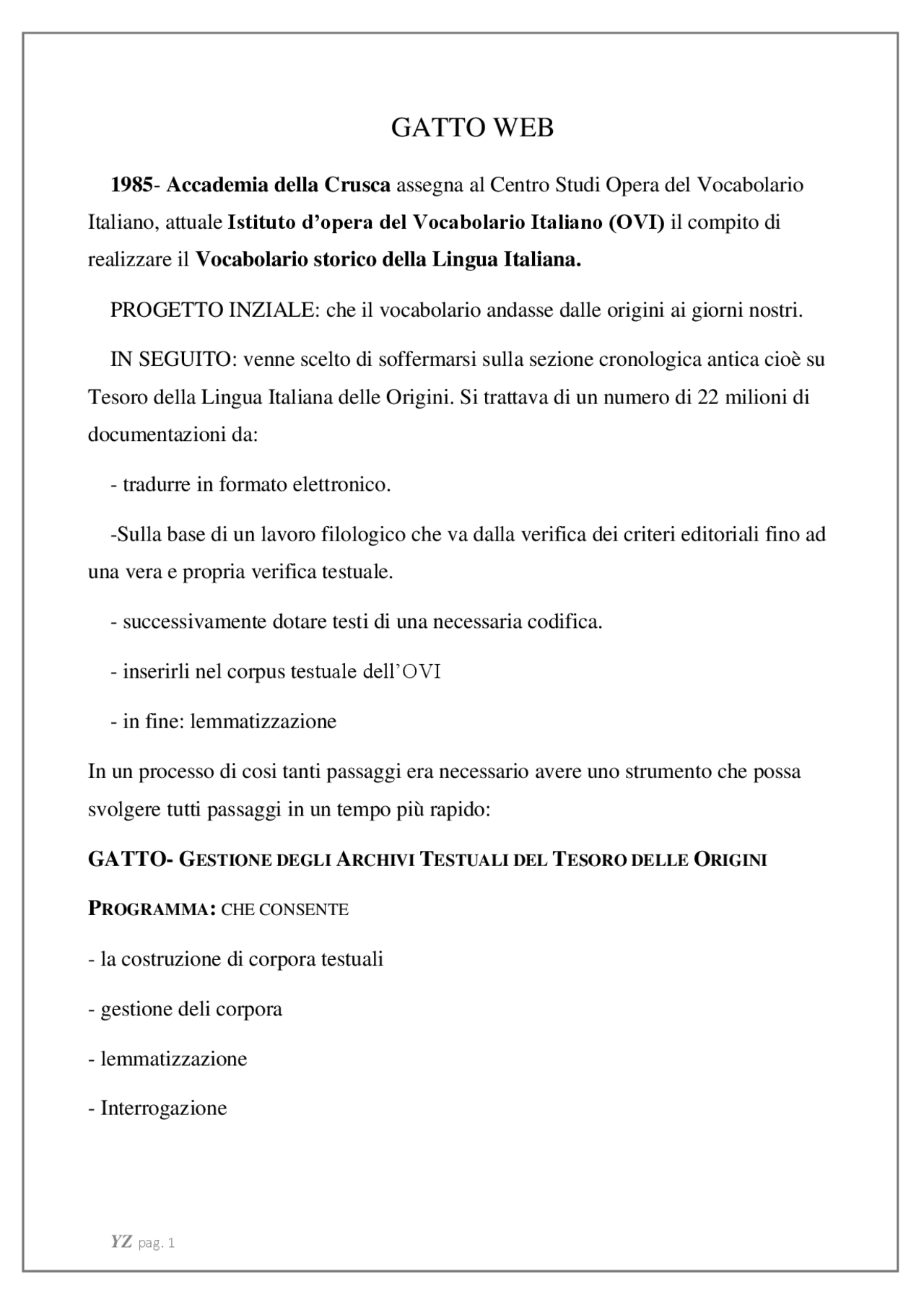 Appunti Informatica "Gatto Web" - Docsity