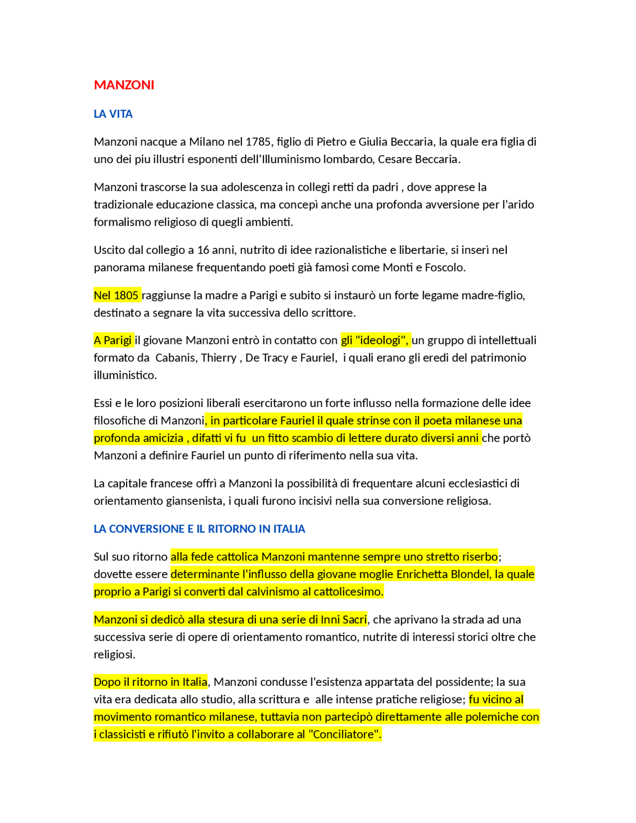 RIASSUNTO MANZONI LIBRO IL PIACERE DEI TESTI VOLUME 4 | Sintesi del ...