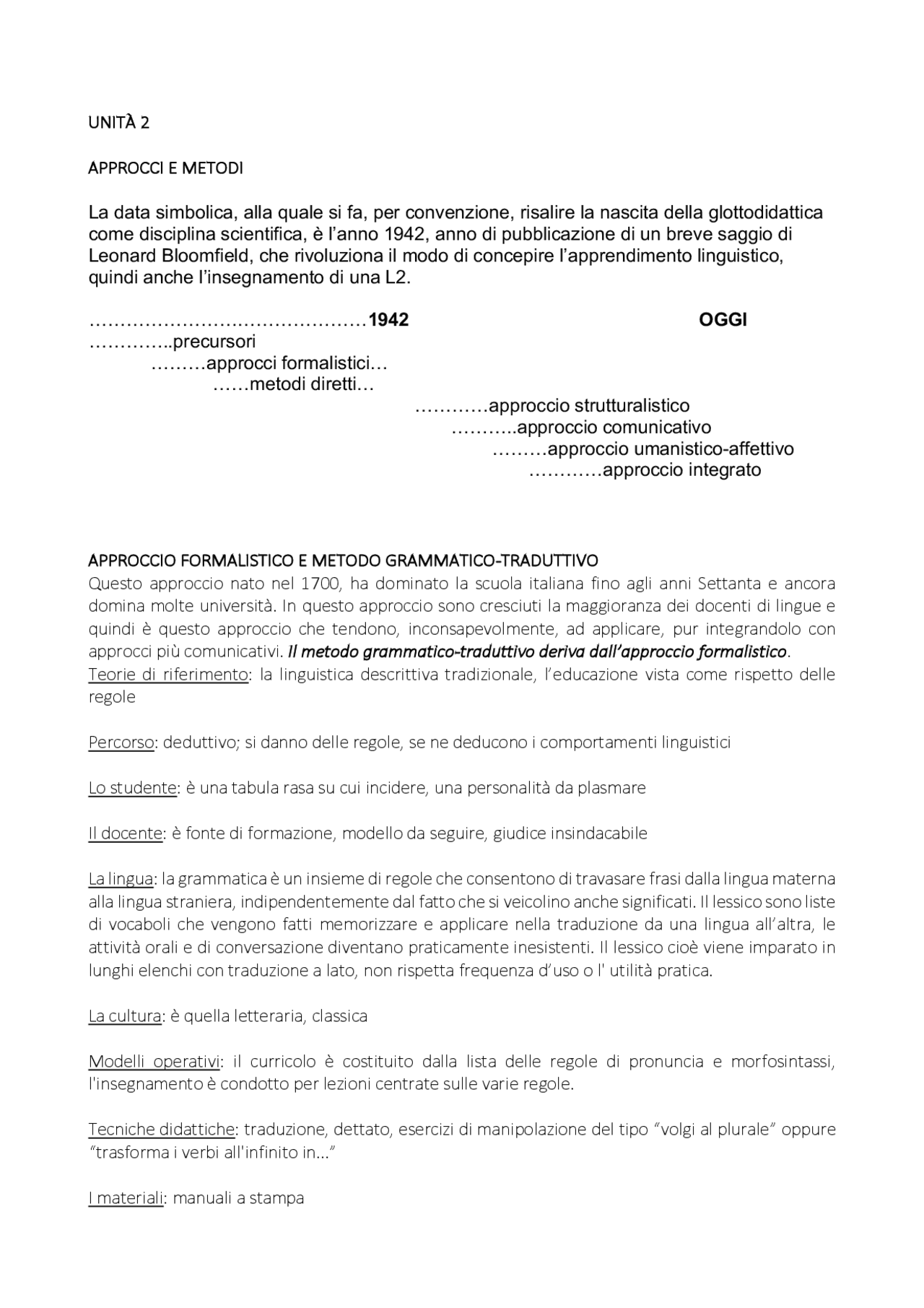 Approcci E Metodi Didattici Docsity