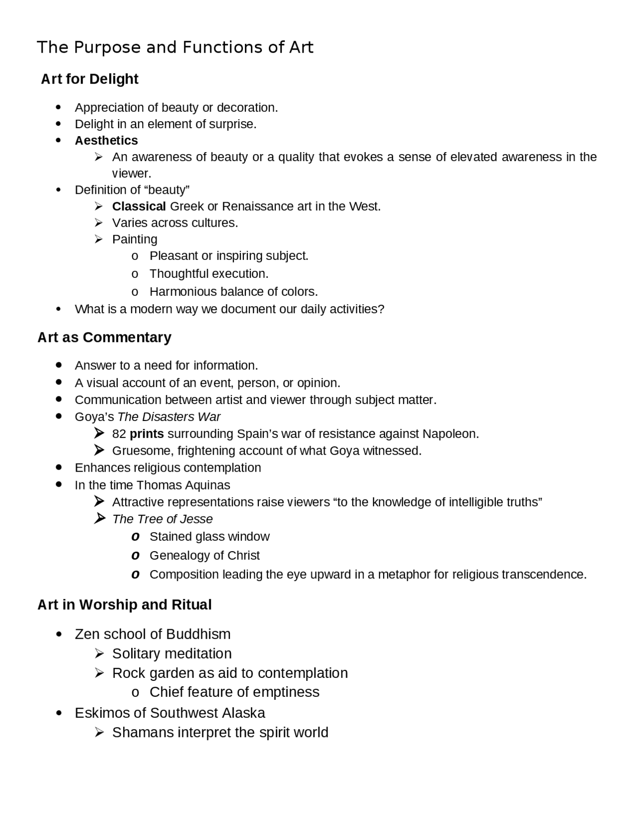 The Purpose and Functions of Art - Docsity