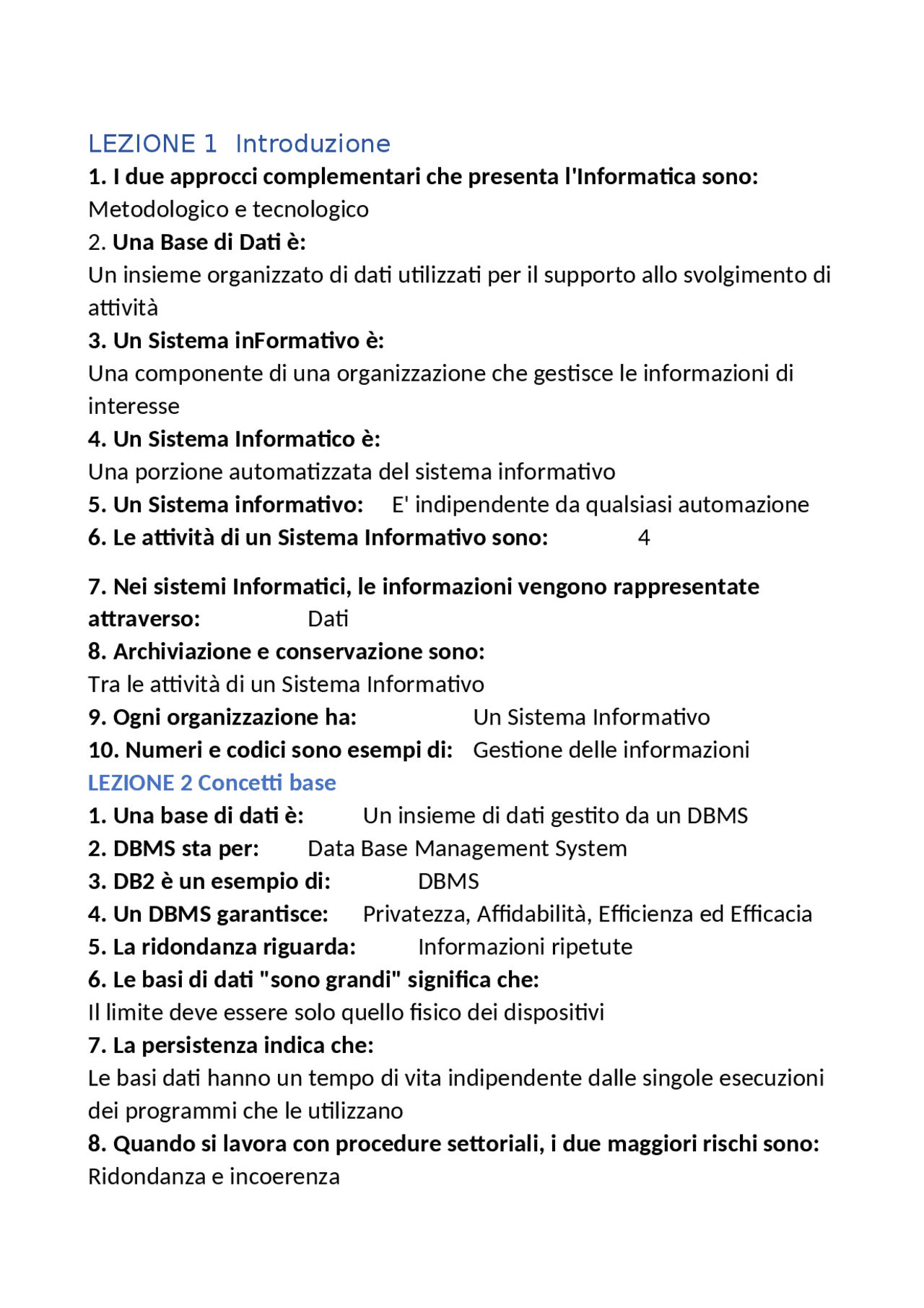 Domande E Risposte Ingegneria Dei Dati E Modellizzazione Docsity