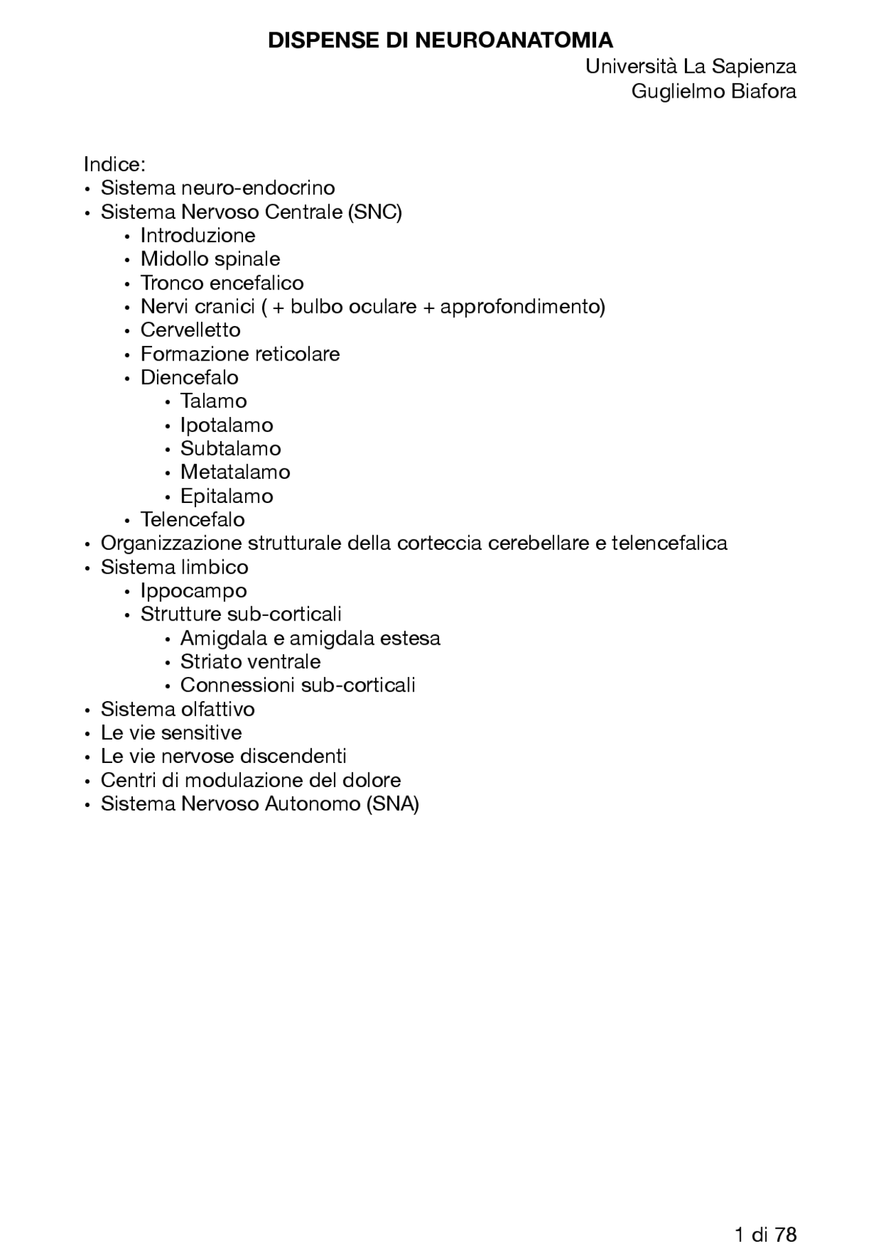 Dispense Neuroanatomia Docsity