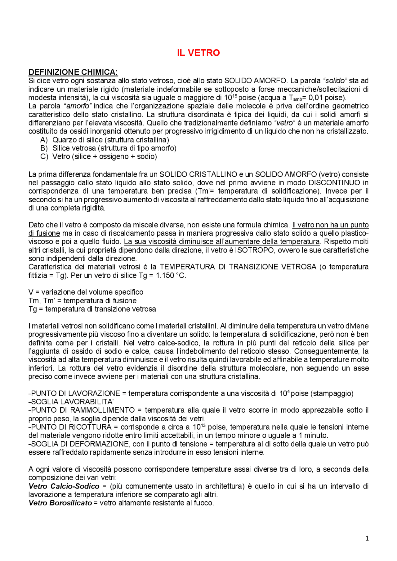 Elementi Costruttivi Appunti Vetro Docsity