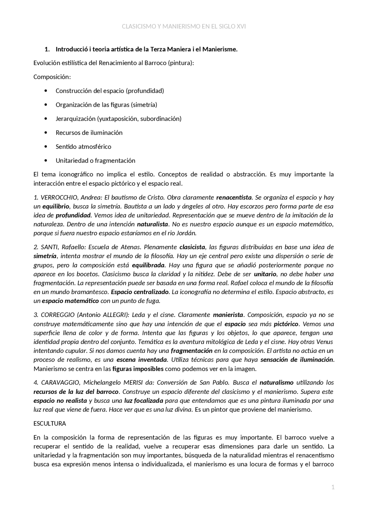 Classicisme I Manierisme En El S Xvi Docsity