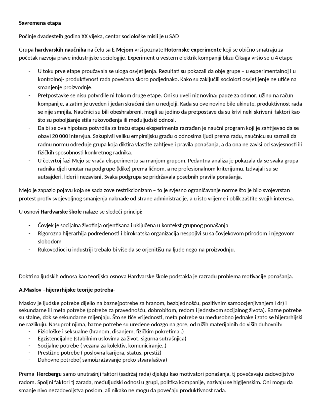 Savremena etapa sociologije rada | Skripte' predlog Sociologija rada - Docsity