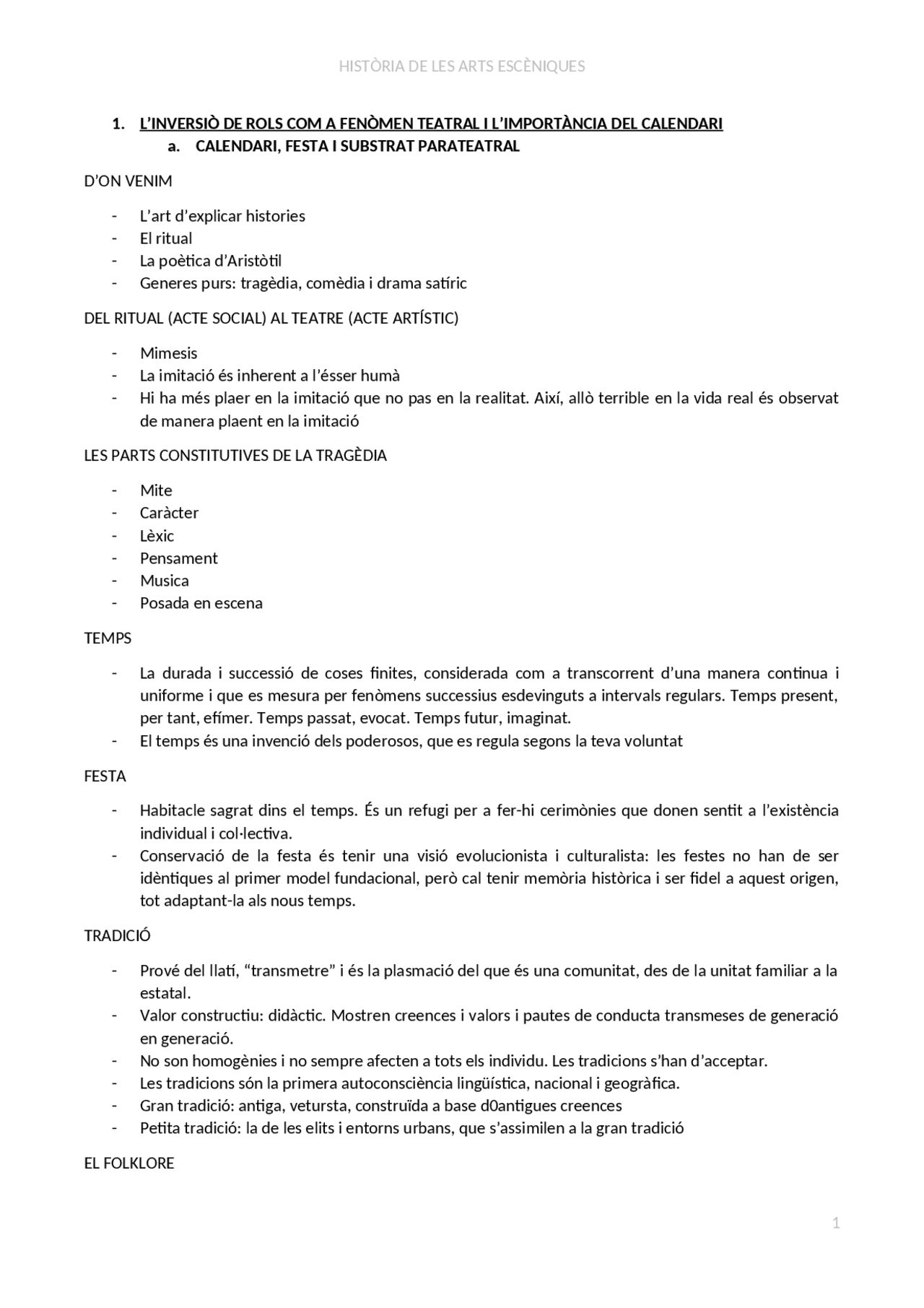 Història De Les Arts Escèniques Docsity