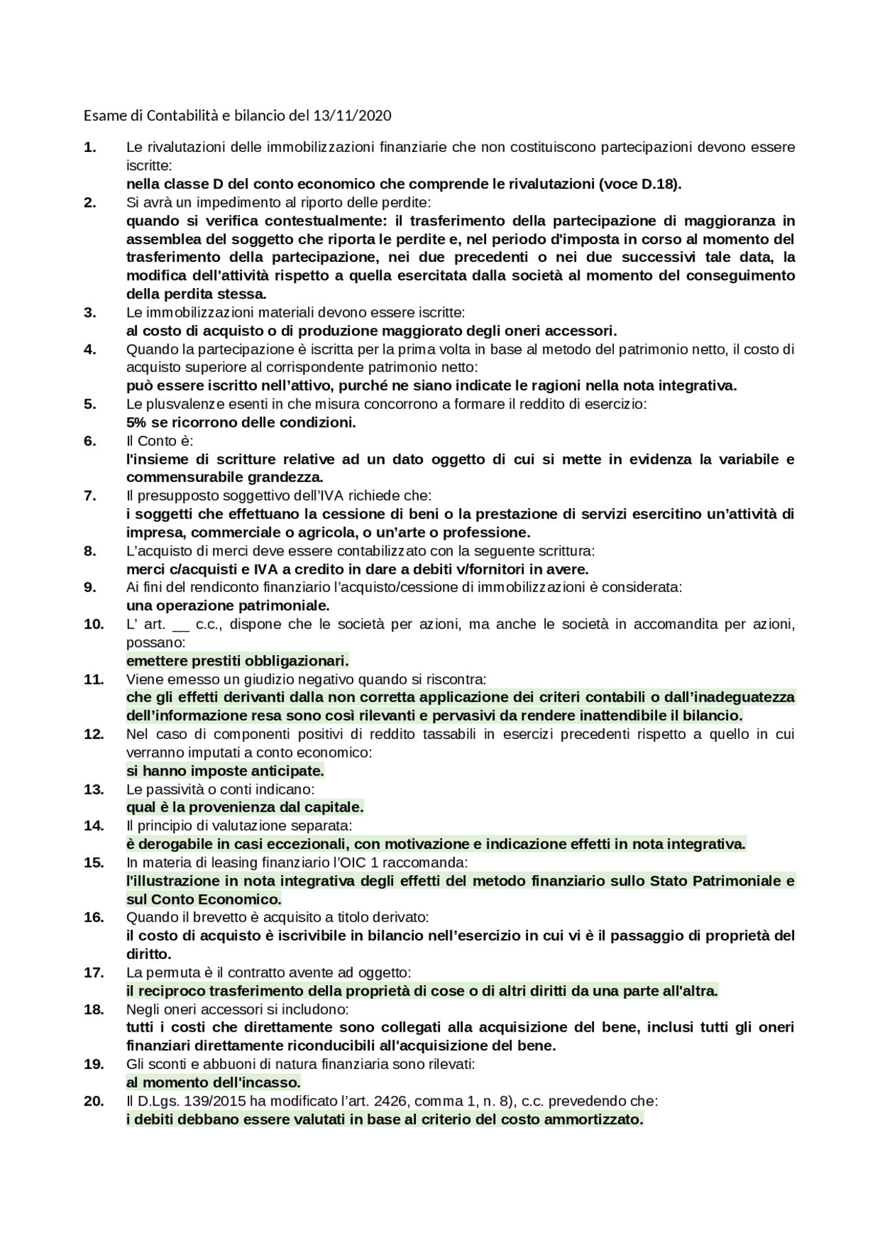 Contabilità E Bilancio Docsity