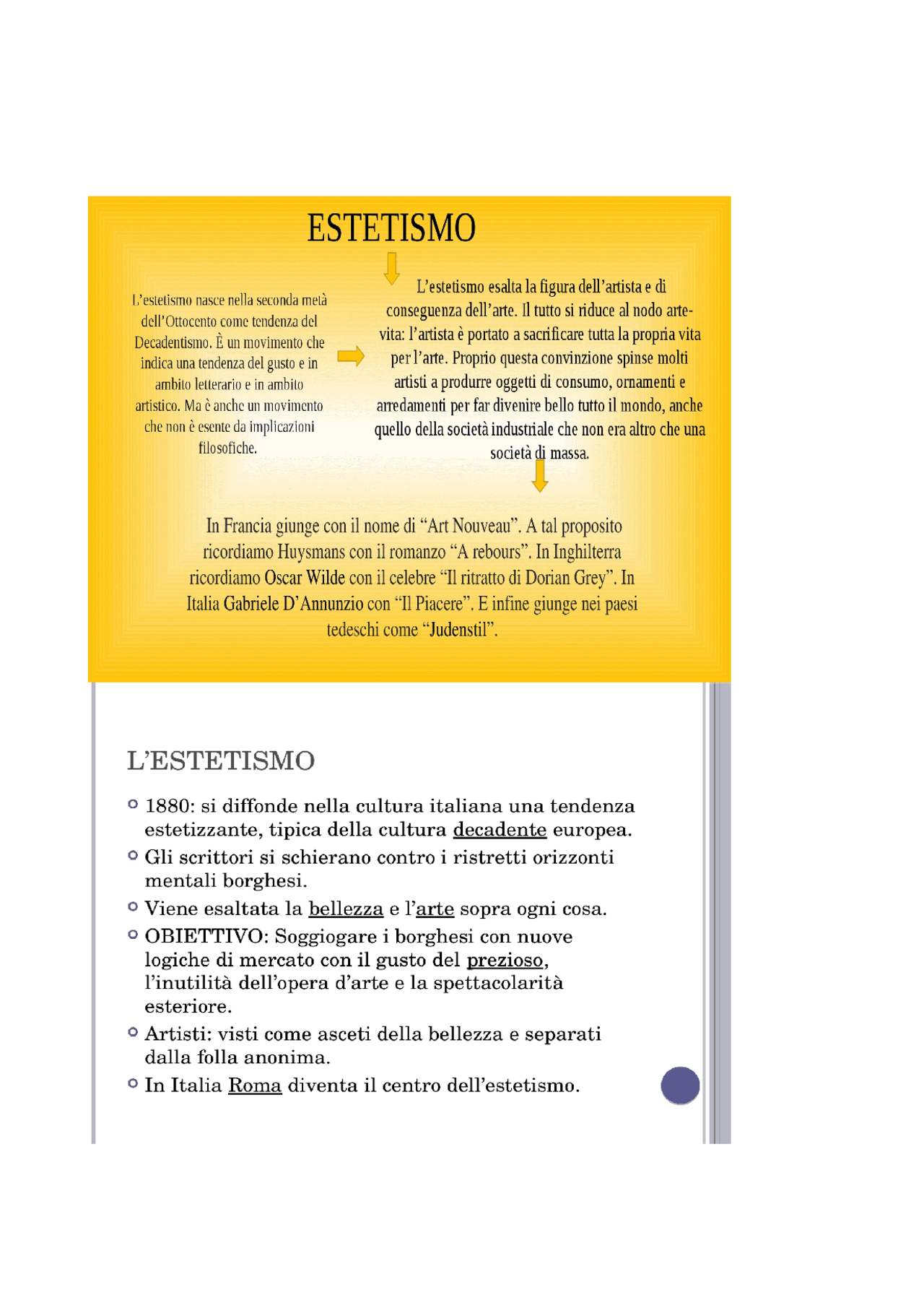 Estetismo e D'Annunzio - Docsity