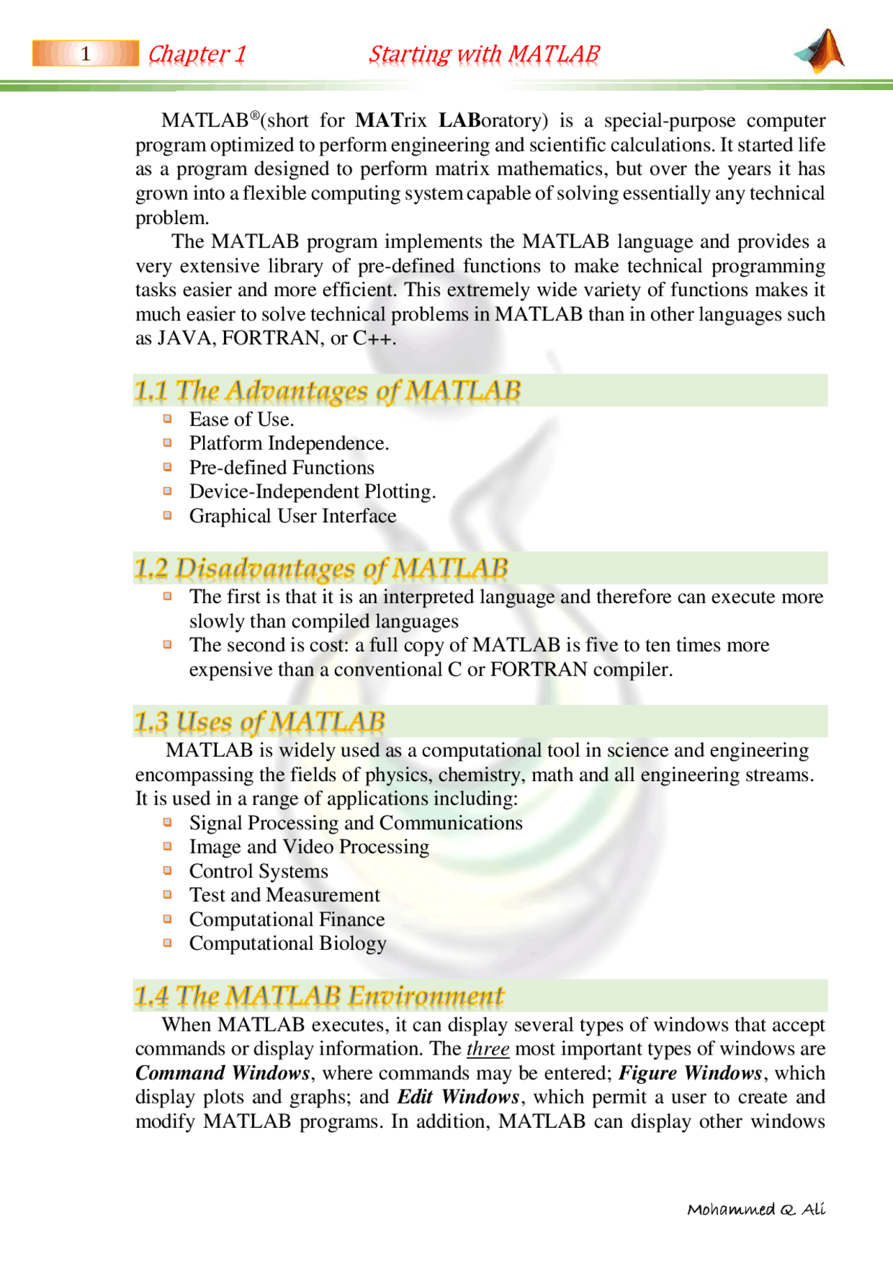 Study in Matlab it have exercise and solve it - Docsity