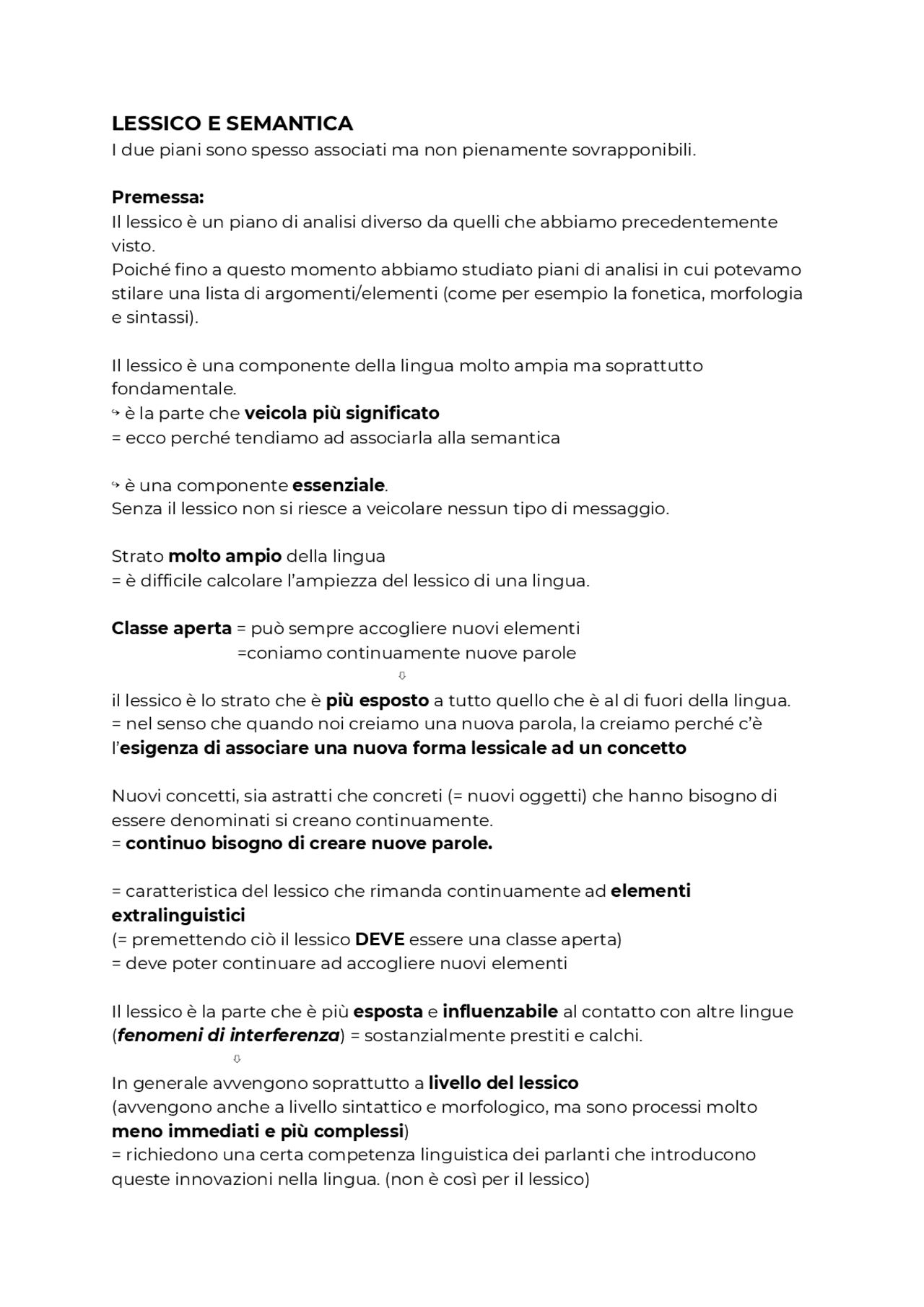 Lessico e semantica - Linguistica Applicata - Docsity