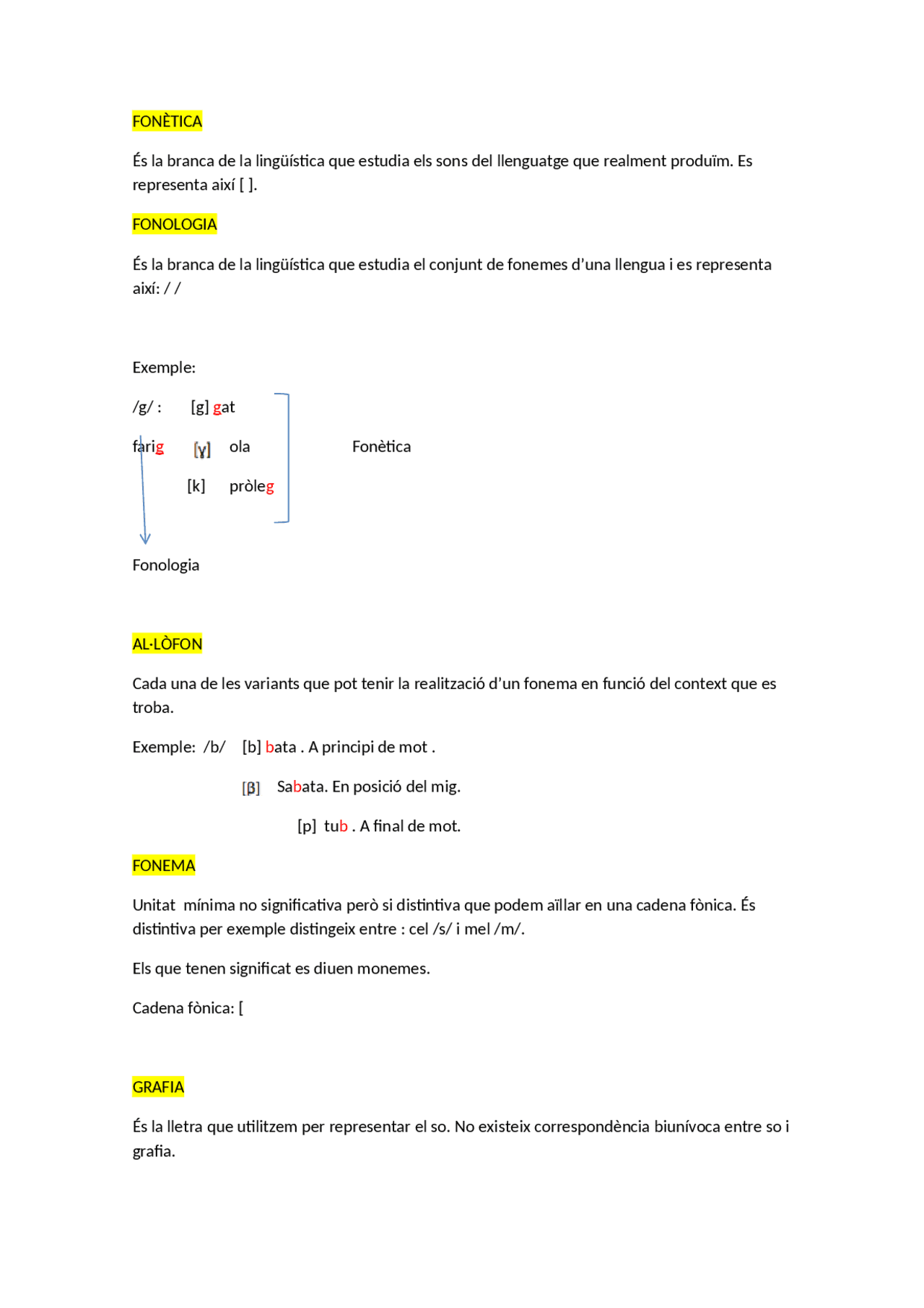 Resum Llengua Catalana Batx 2 Docsity