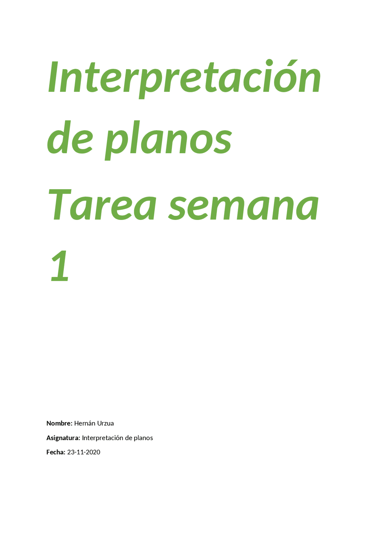 Interpretación De Planos Semana 1 Exámenes De Matemáticas Docsity