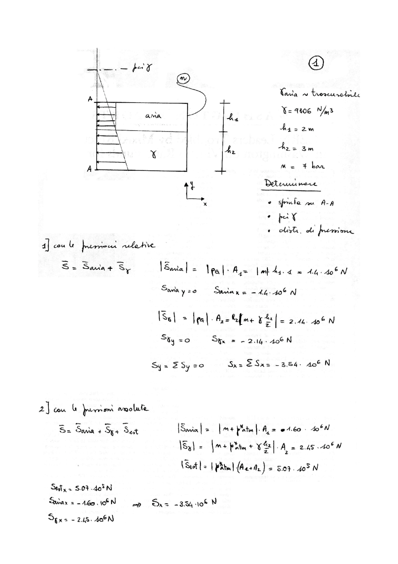 Meccanica dei fluidi (Statica) | Esercizi di Meccanica dei Fluidi - Docsity