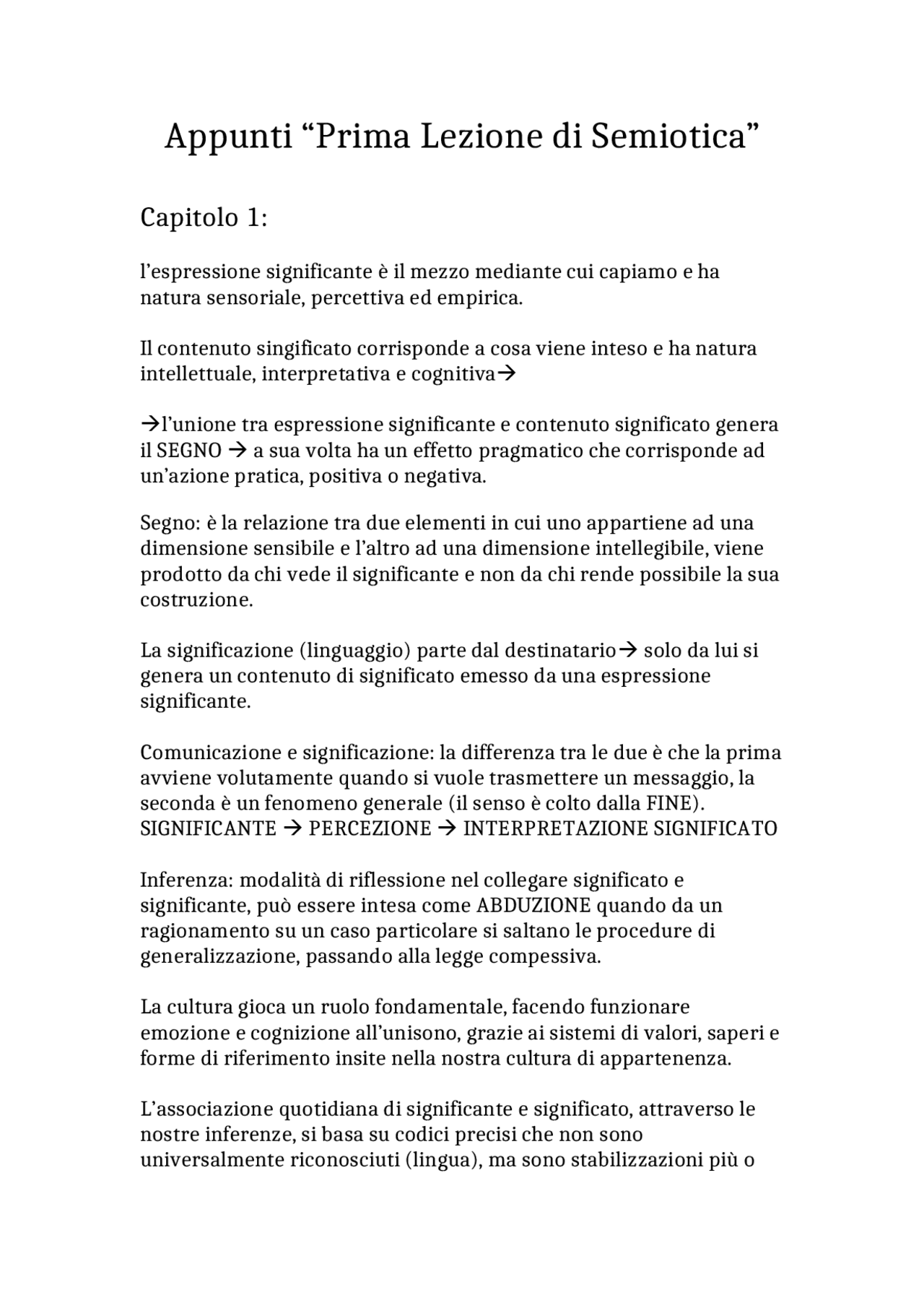 Appunti Semiotica Prima Lezione Docsity