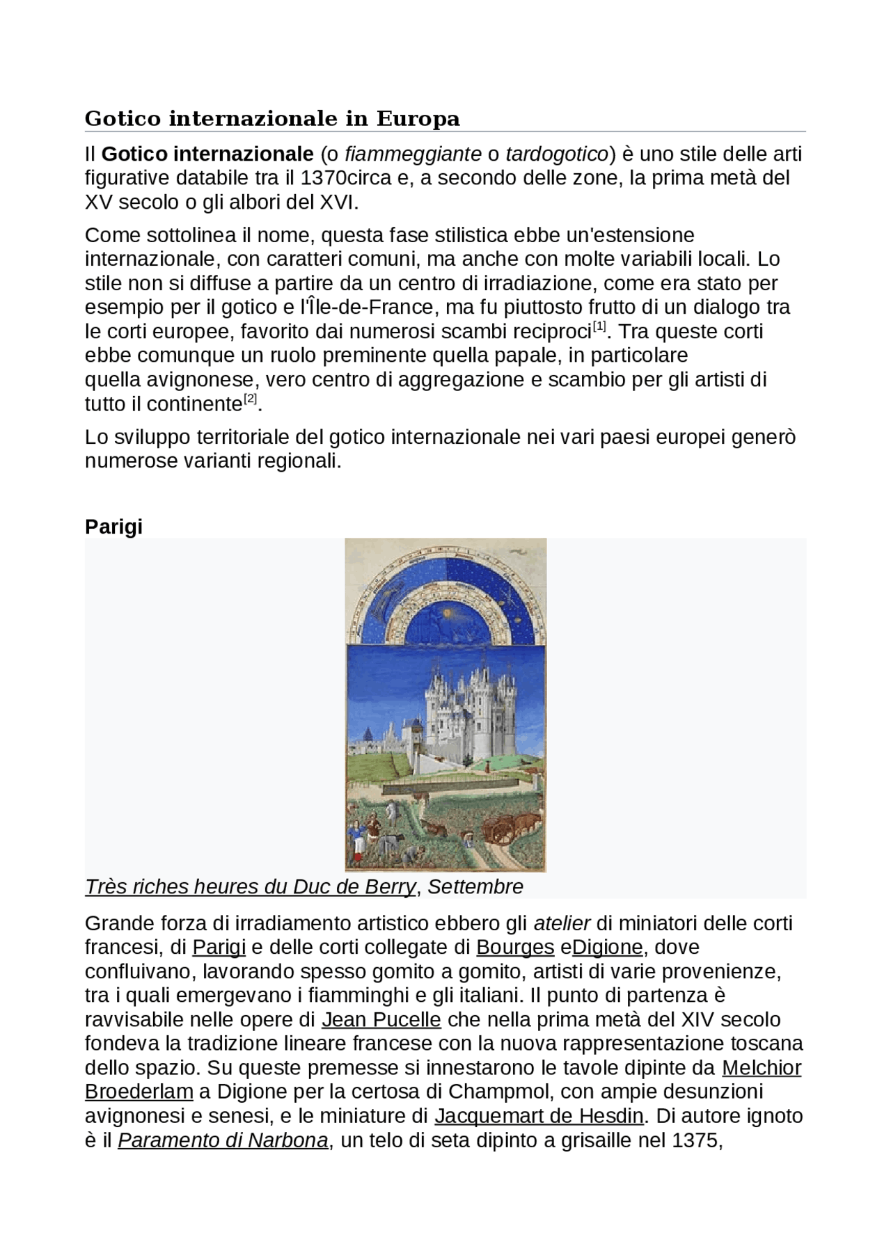 Gotico Internazionale In Europa Docsity