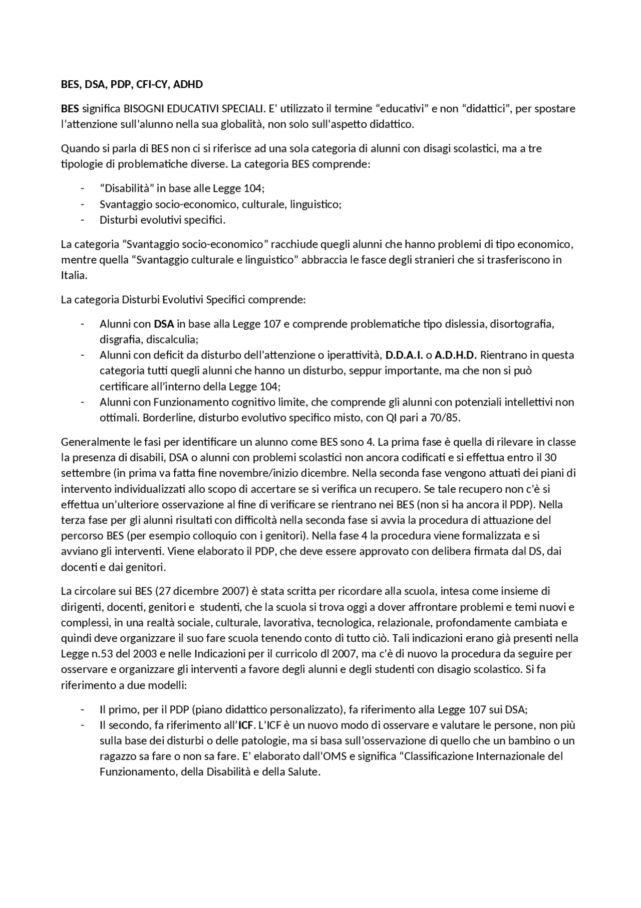 BES DSA differenze disabilità. - Docsity