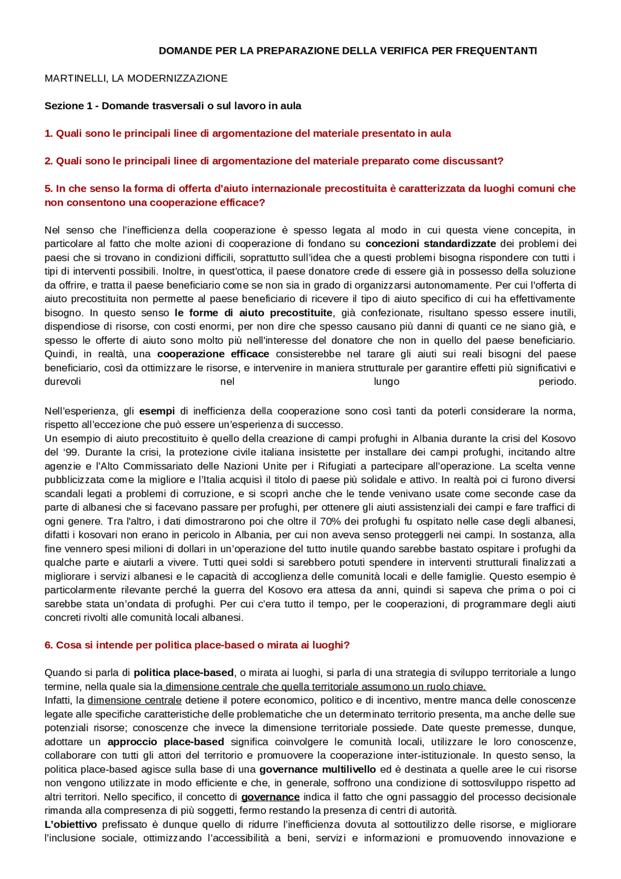 Domande Di Sociologia Dello Sviluppo Docsity
