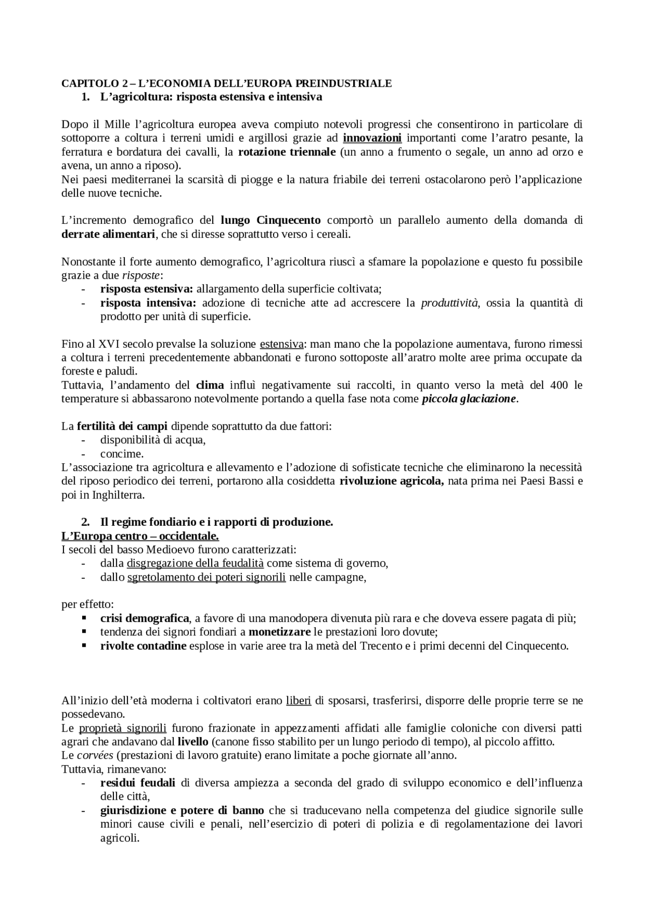 Riassunto Capitolo 2 Carlo Capra Docsity