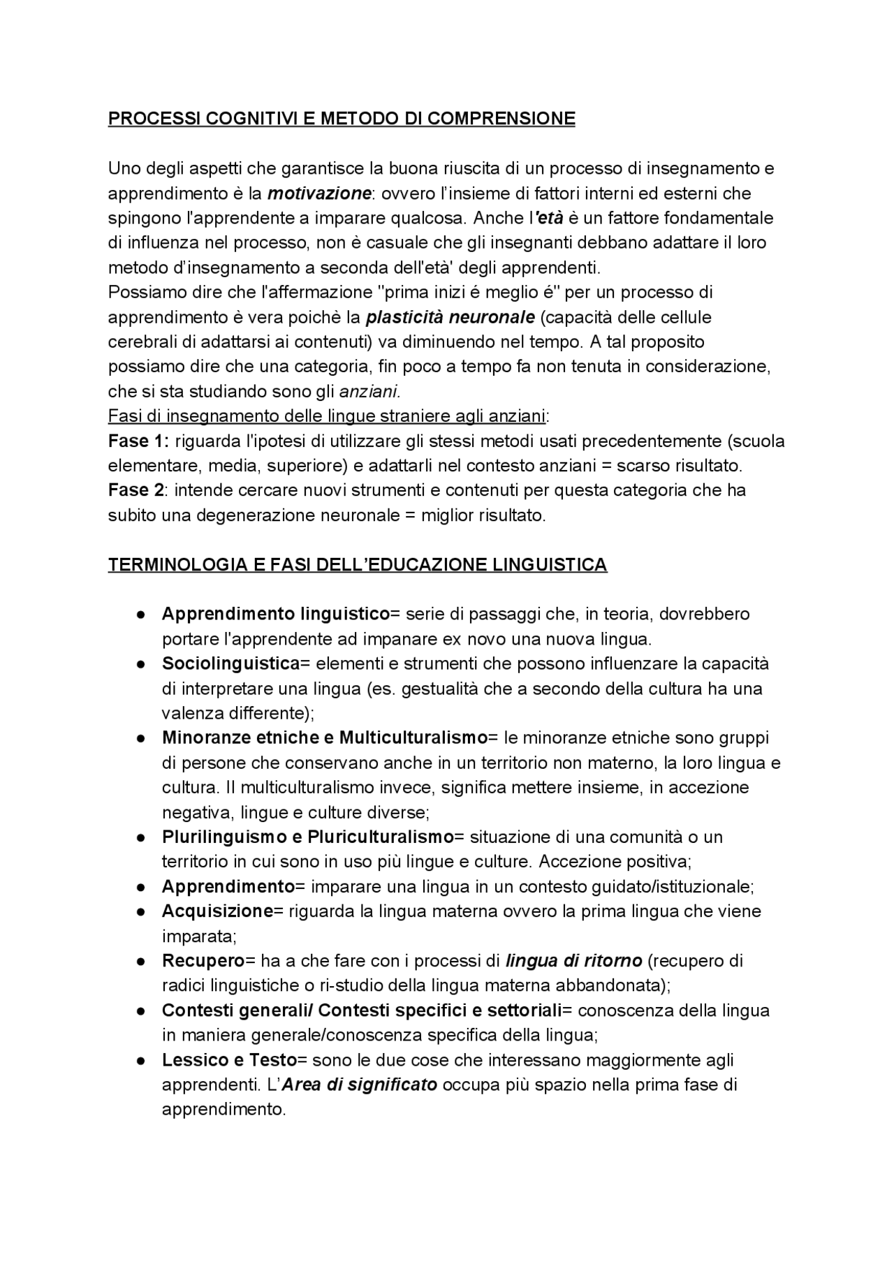 Processi Cognitivi Completo Docsity